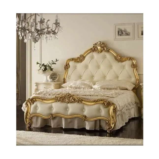 Royal Vintage Style Golden Finish Bed Designer Christian Theme Bedroom ...