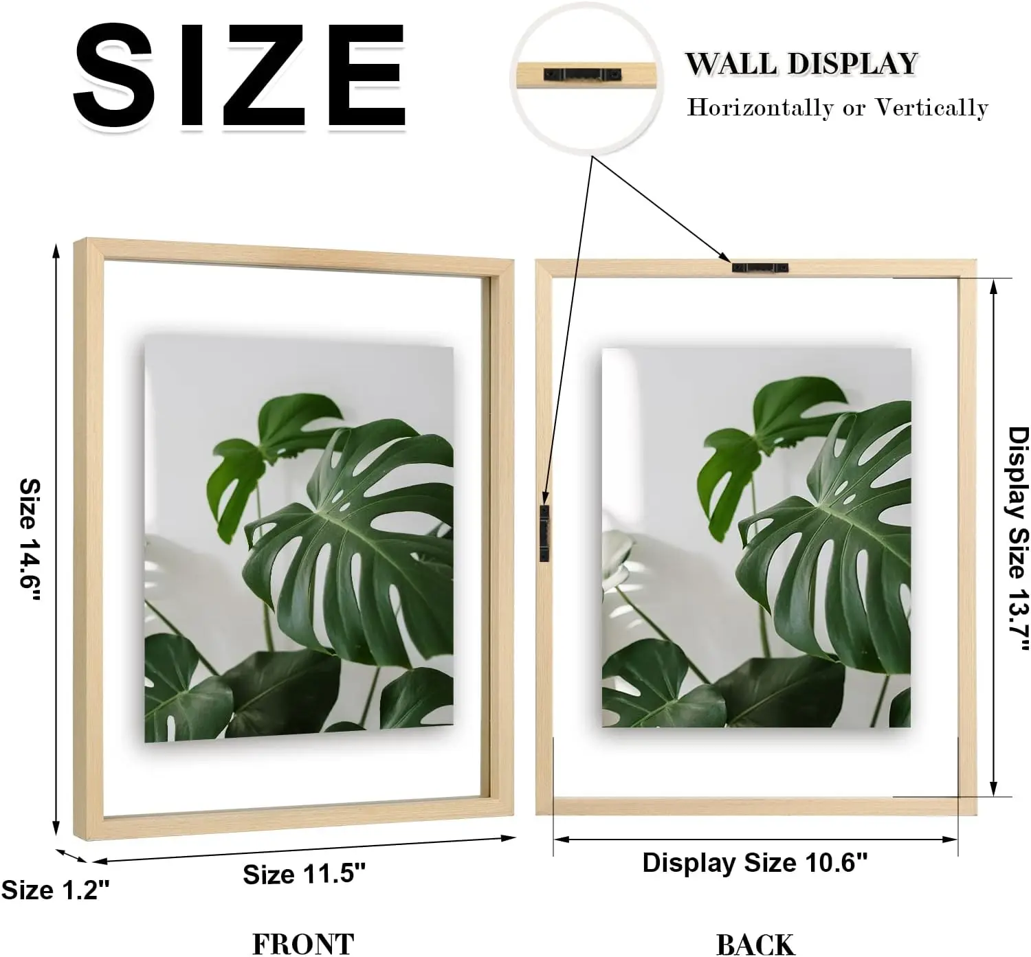 11x14 Floating Frames Set Of 2 Double Glass Picture Frame Made Of Solid ...