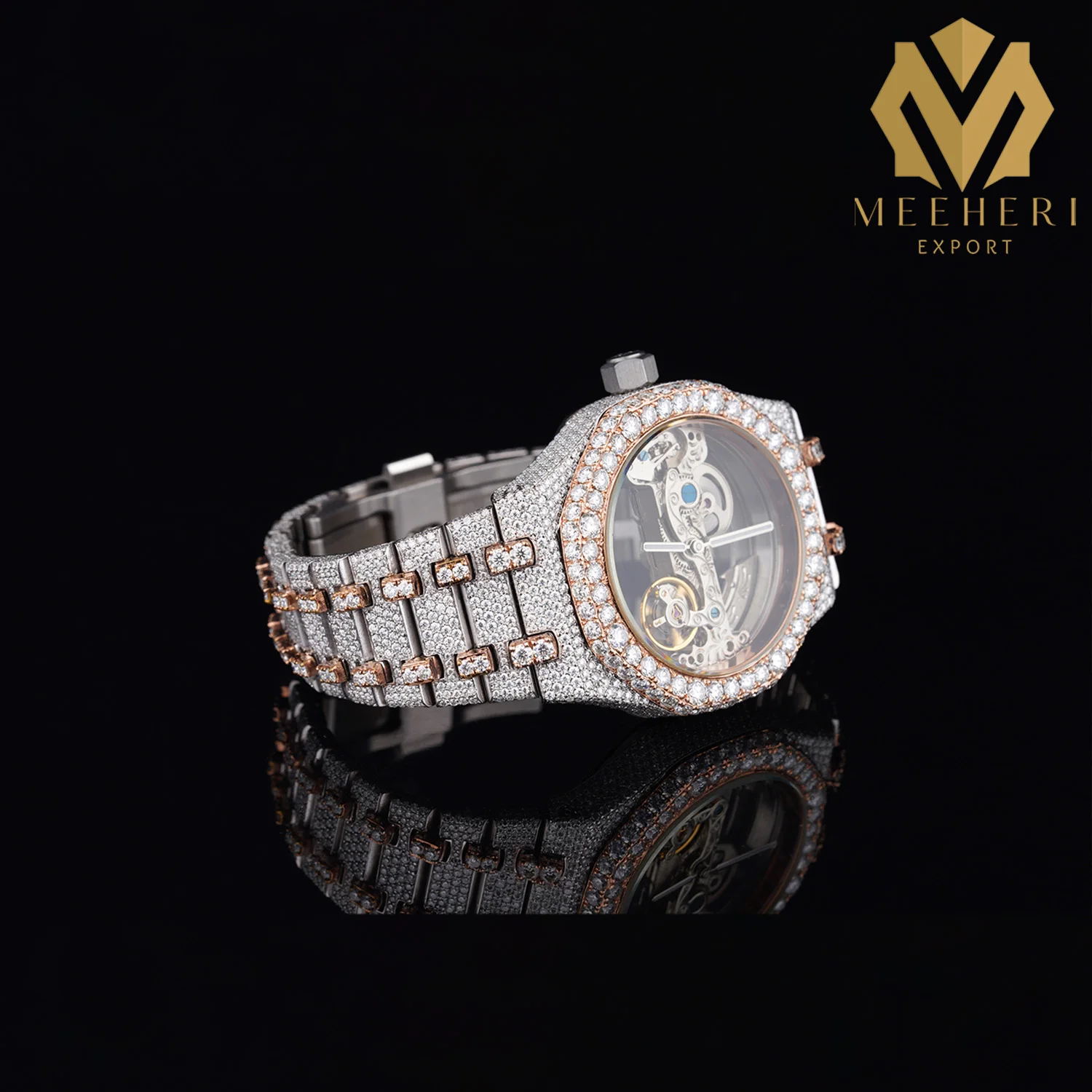 Genuine Grade A P Skeleton Iced Out White Moissanite Diamond Studded ...