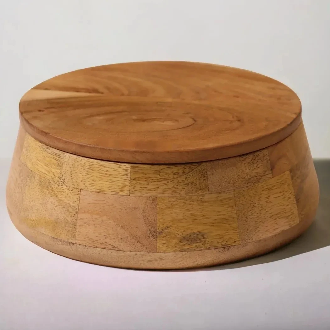 Wholesale Price Natural Wood Chapati Box with Rounded Lid Polished ...