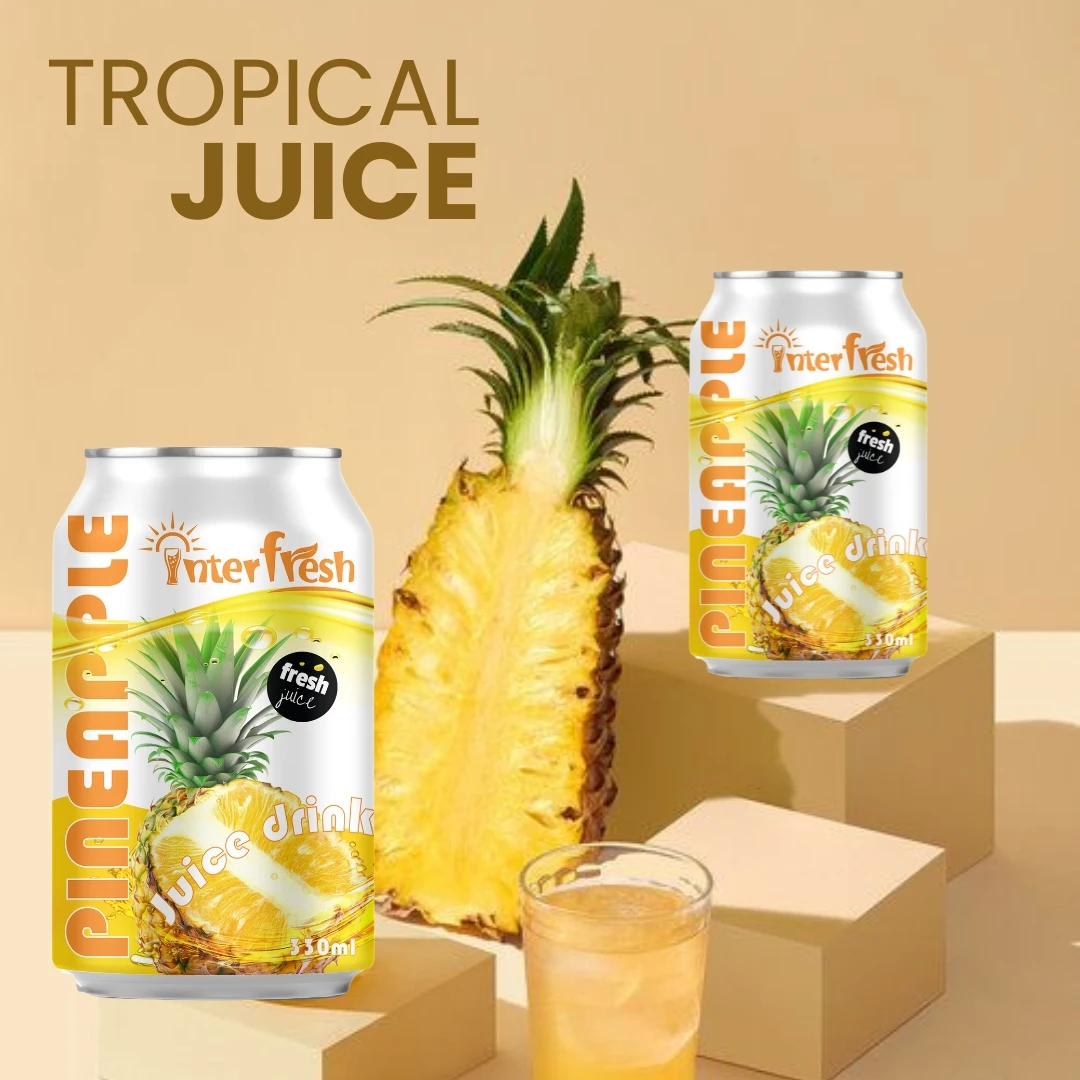 330ml Pineapple Fruit Juice Drink Free Sample In Aluminum Can Tropical ...
