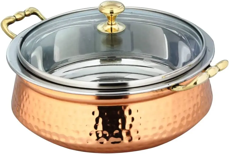 Ski Group Of Copper Handi Bowl Serving Indian Dishes Hammered Copper ...