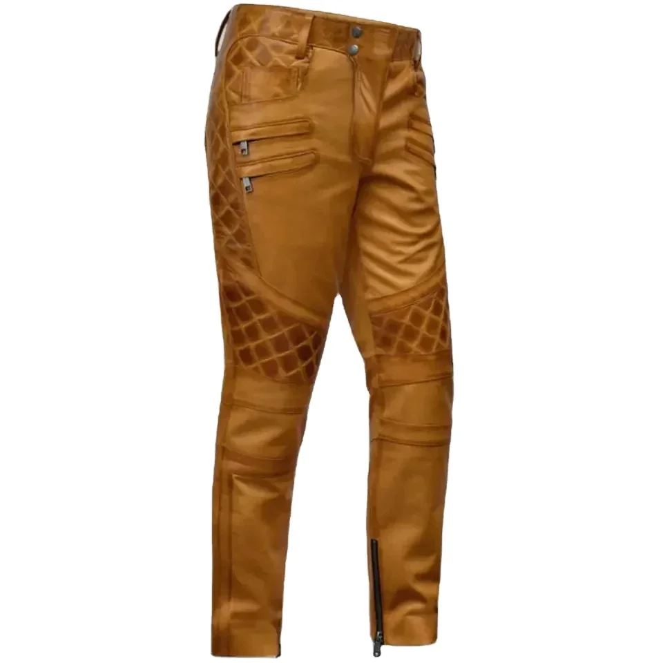 Men Genuine Lambskin Real Leather Black Pant Party Trouser Professional ...