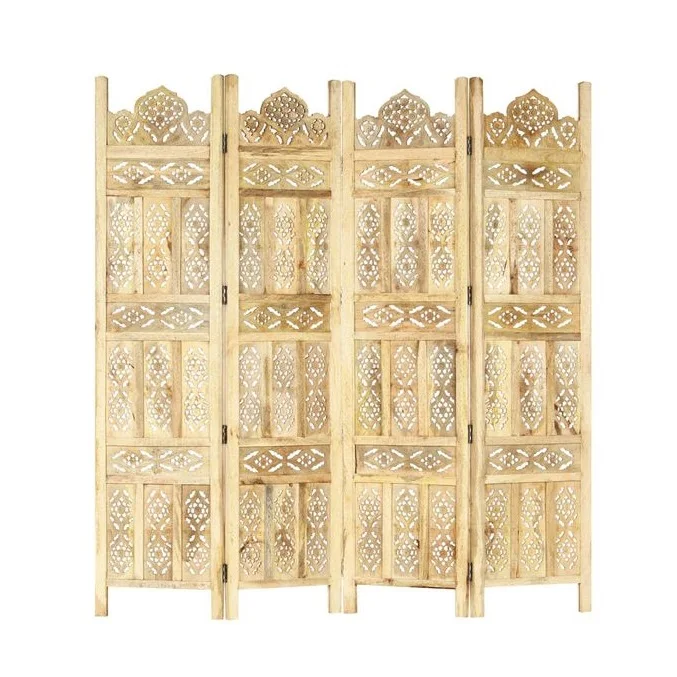 Wooden Partition in Net Floral Design Covered Room Divider Wooden Room ...