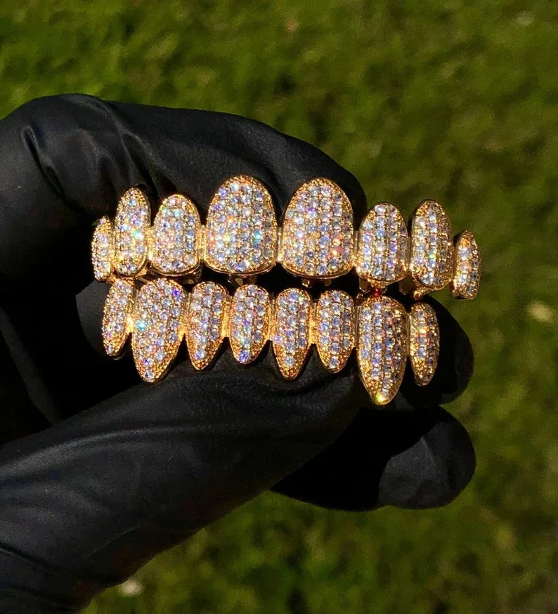 8 Sparkly And Shiny Teeth,Dental Jewelry Full Iced Out Top Bottom ...