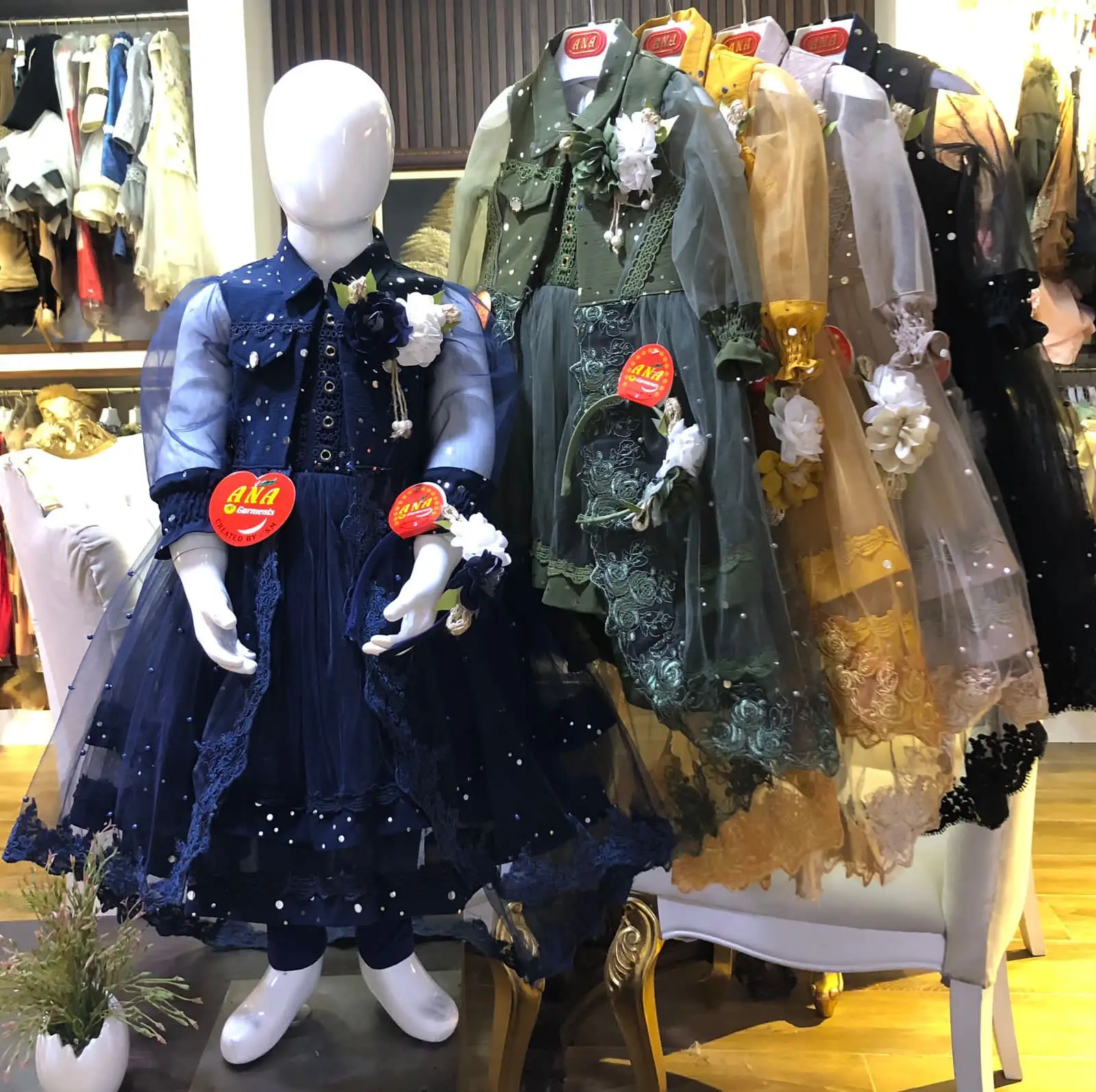 2023 Special Gown Big Frock Baby Girl Pink Flower Frocks