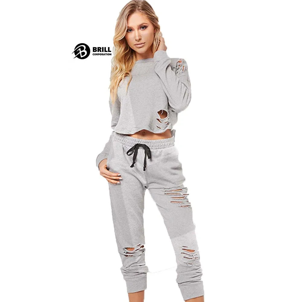 Women Slim Fit Distressed Tracksuit Ladies \ Windproof Quilted Custom ...