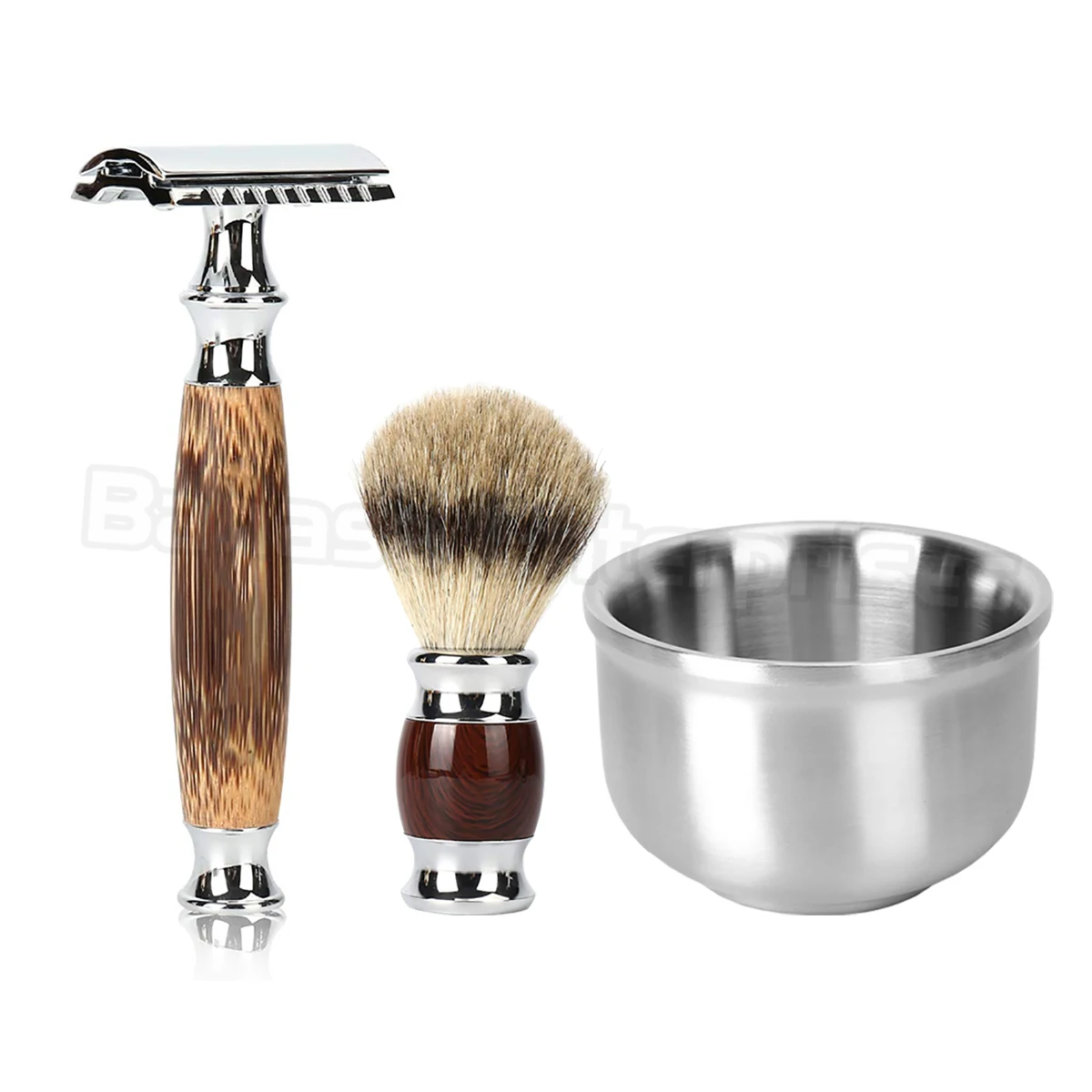 Luxury Shaving Brush Soap Bowl Stainless Steel Men Sets Paper Color ...