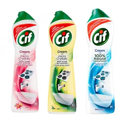 Cif Cream Multi Purpose Cleaner,Pink Flower - 16.9 Fl Oz / 500 Ml X 3 ...