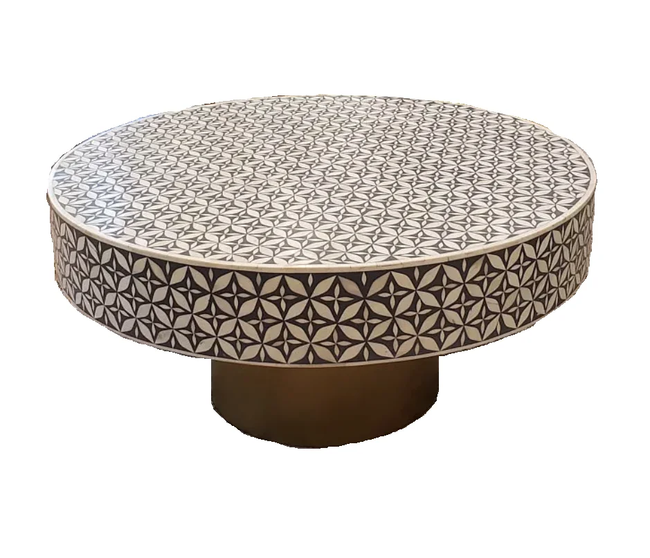 New Arrival Antique Blue Bone Inlay Round Table Top Decorative Bone ...