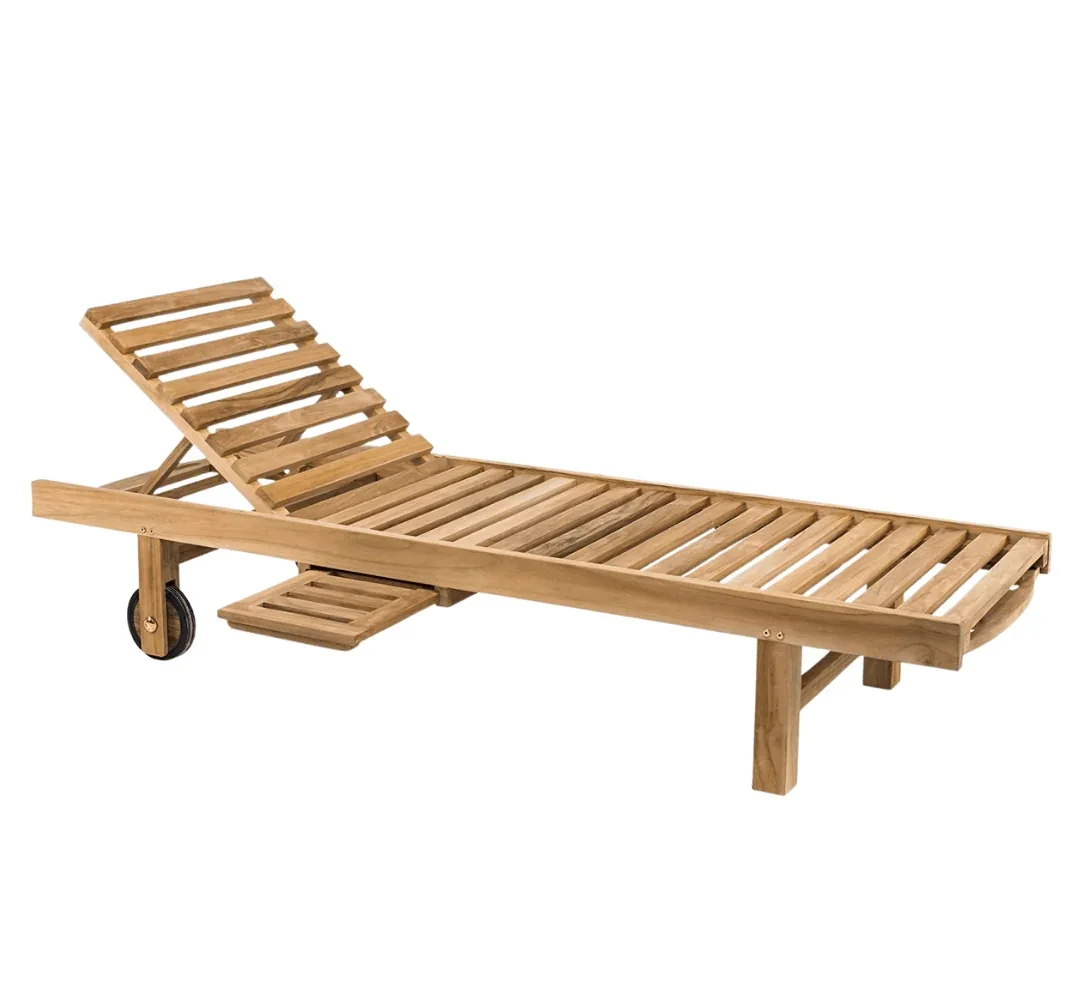 Modern Teak Sun Bed with Wheels Customized Design and Size Waterproof ...
