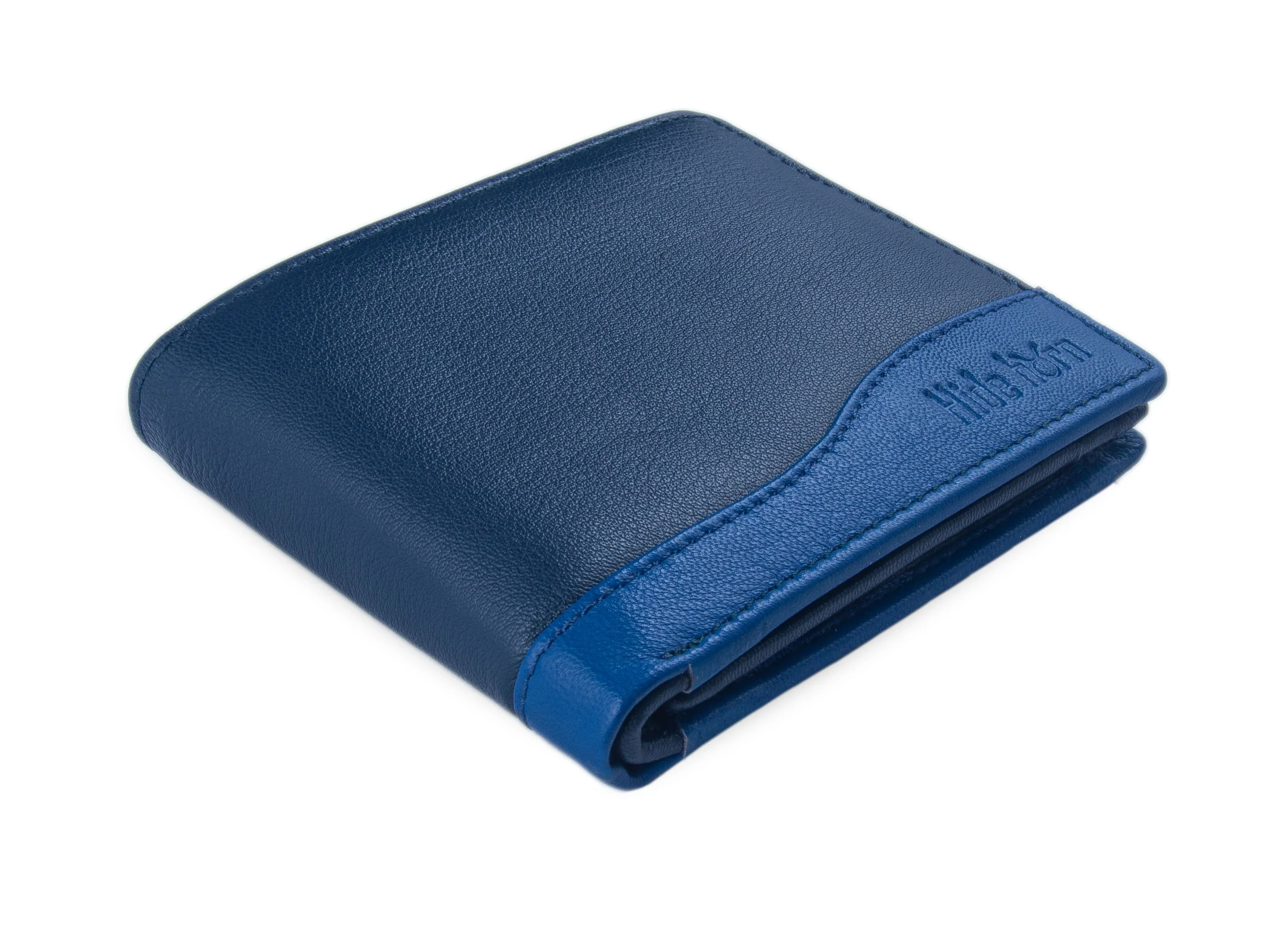 Premium Quality Bi-fold Blue Genuine Leather Men's Rfid Protected Cash ...