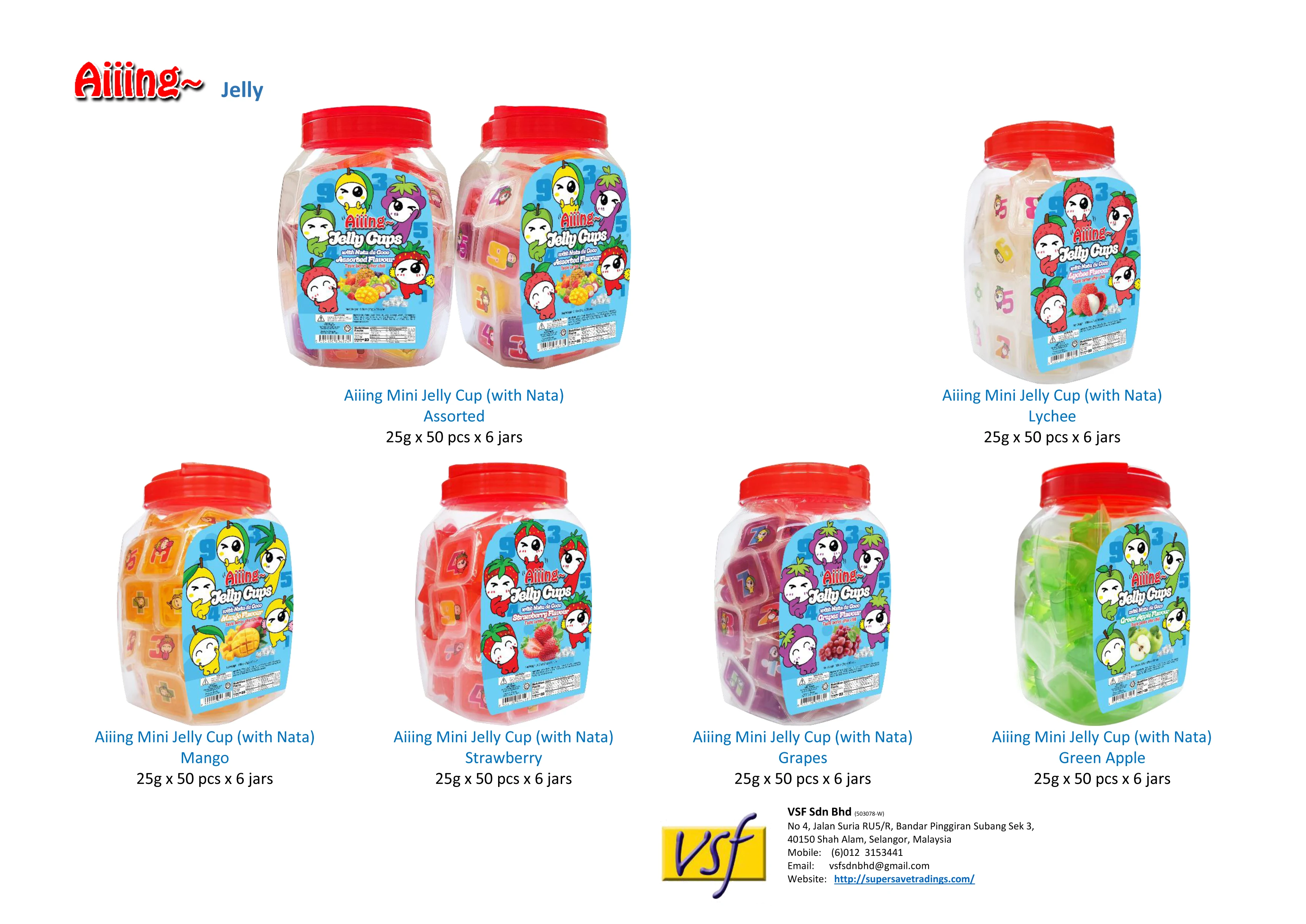 Aiiing Fruit Mini Jelly Cup With Nata De Coco - Lychee Mango Strawberry ...