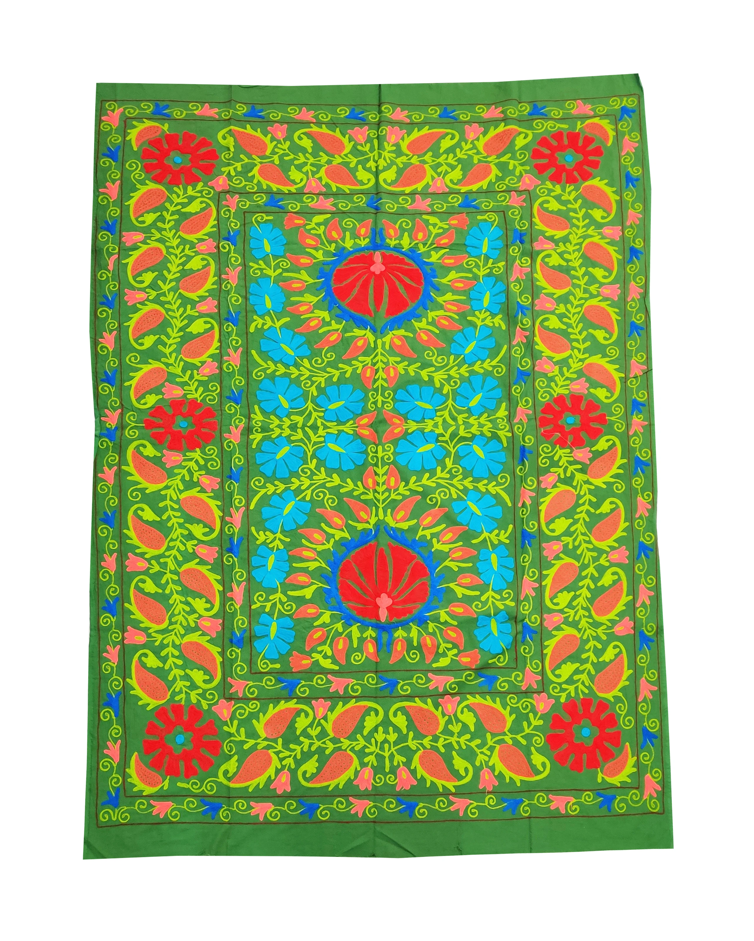 Uzbek Cotton Handmade Suzani Bedspread - Eco-friendly