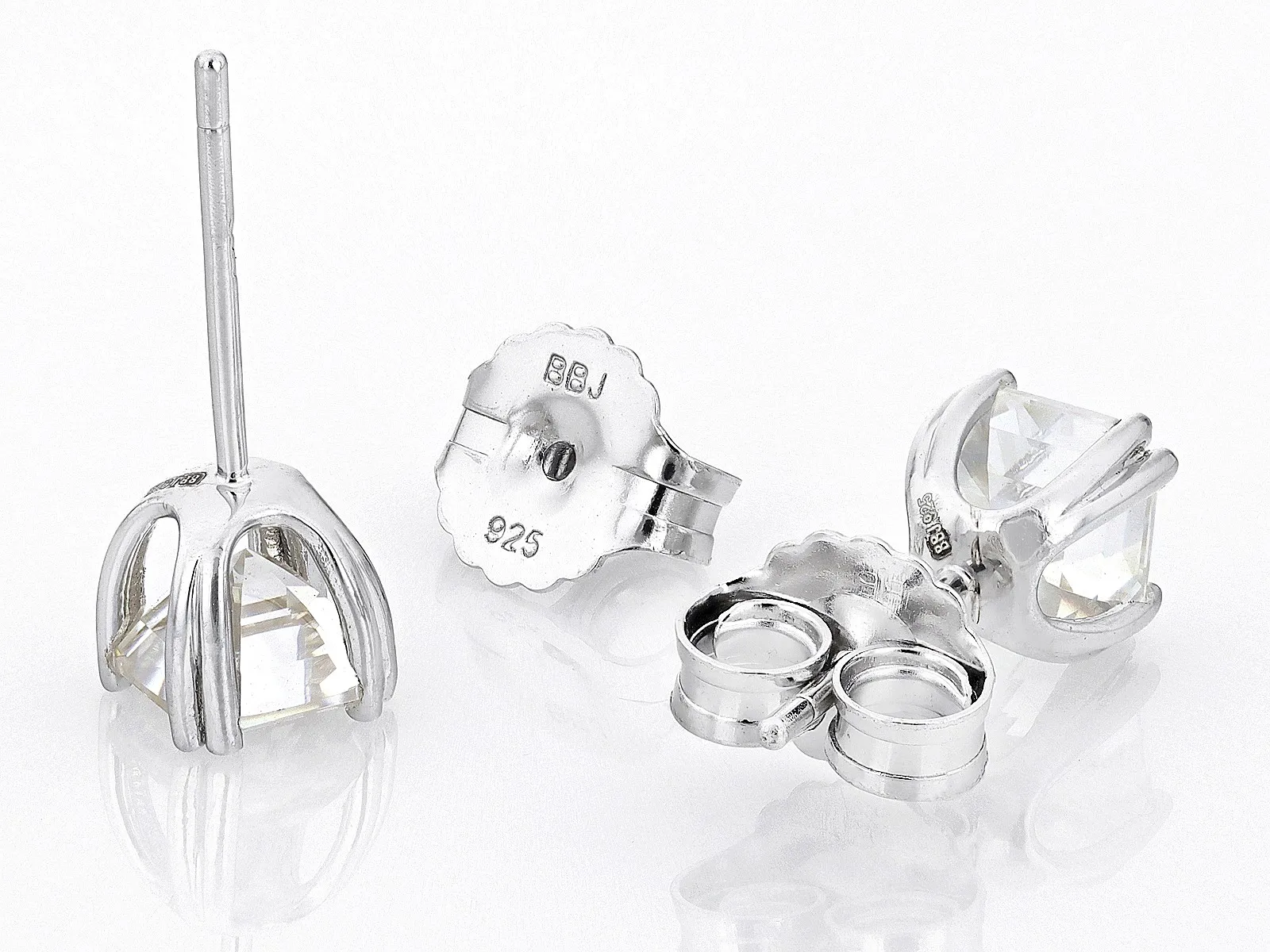 Strontium Titanate Rhodium Over Sterling Silver Stud Earrings,Elegant ...