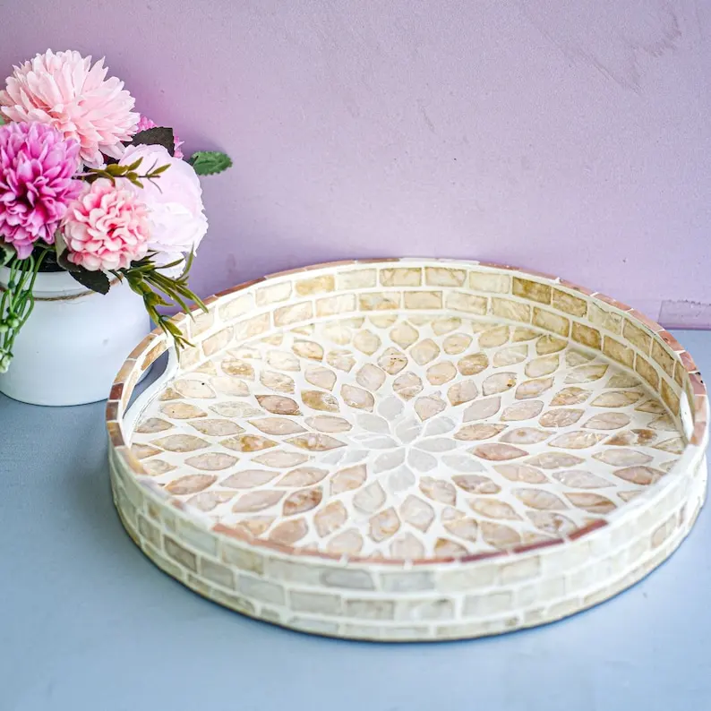 Exquisite Seashell Inlays Serving Tray Customized Sizes And Shape ...
