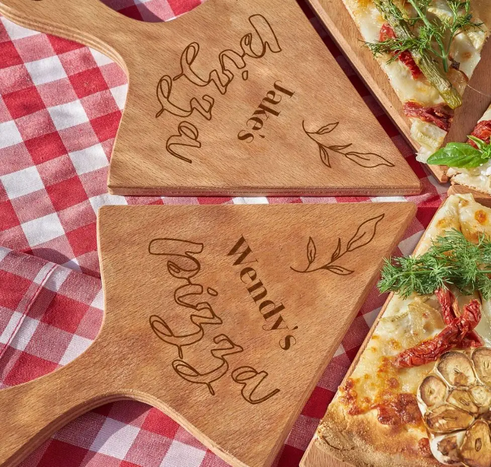 Fancy Wood Pizza Serving Platter - Oval Design & Customizable