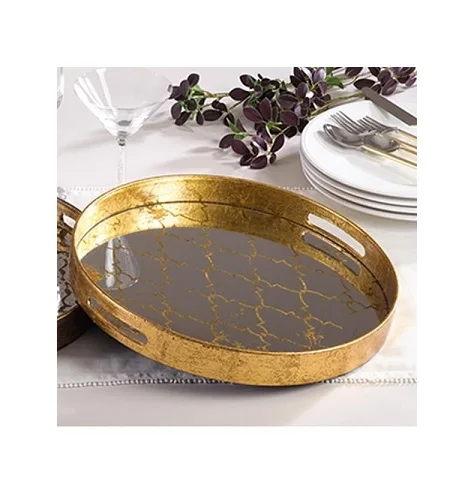 White Powder Coated Rectangular Tray With Gold Handles Modern Design ...