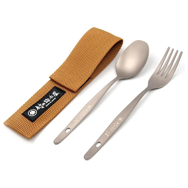 Titanium Camp Cutlery Set With Case Spoon And Fork Set Individual ...