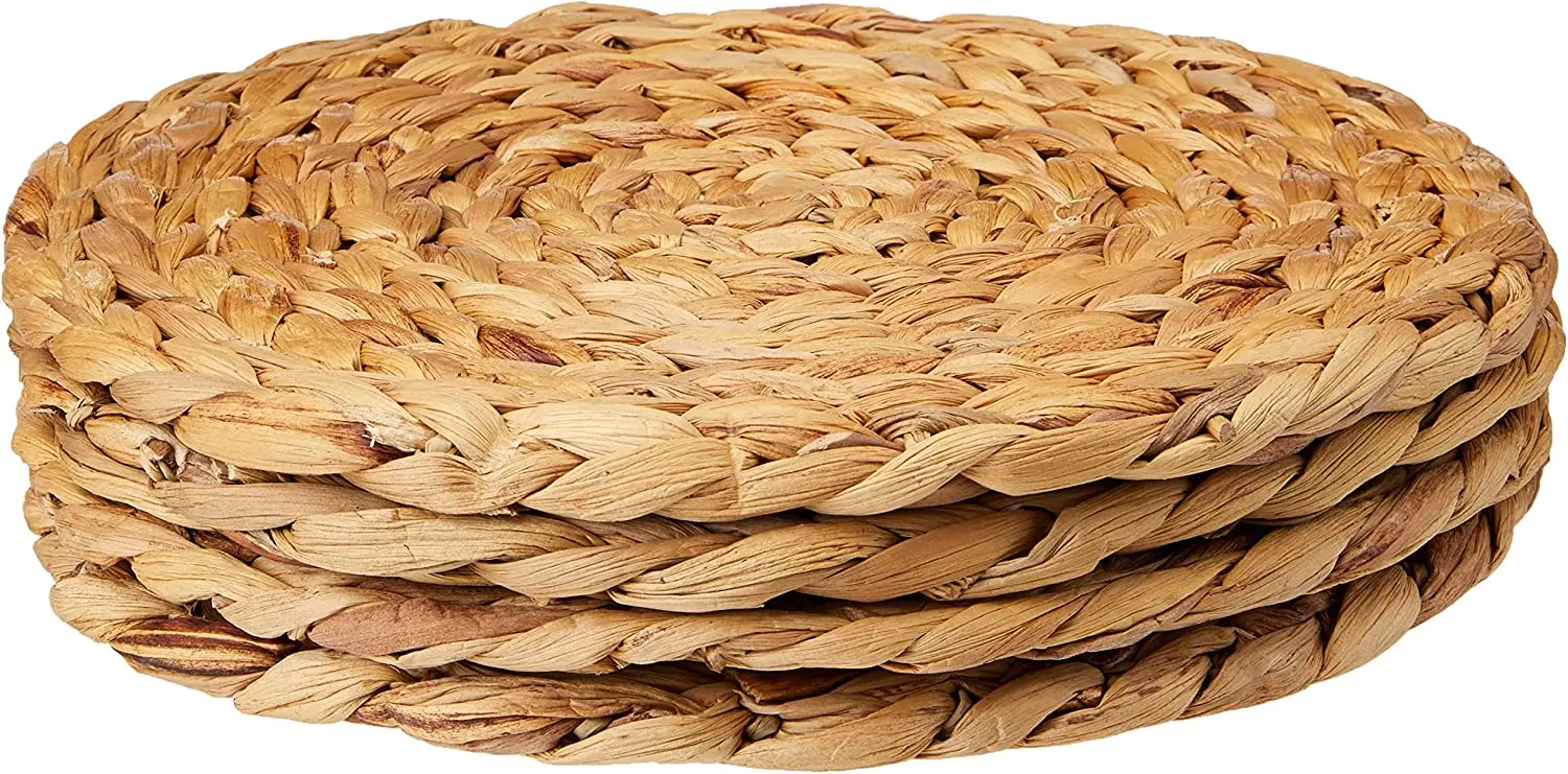 Natural Water Hyacinth Weave Round Braided Placemat