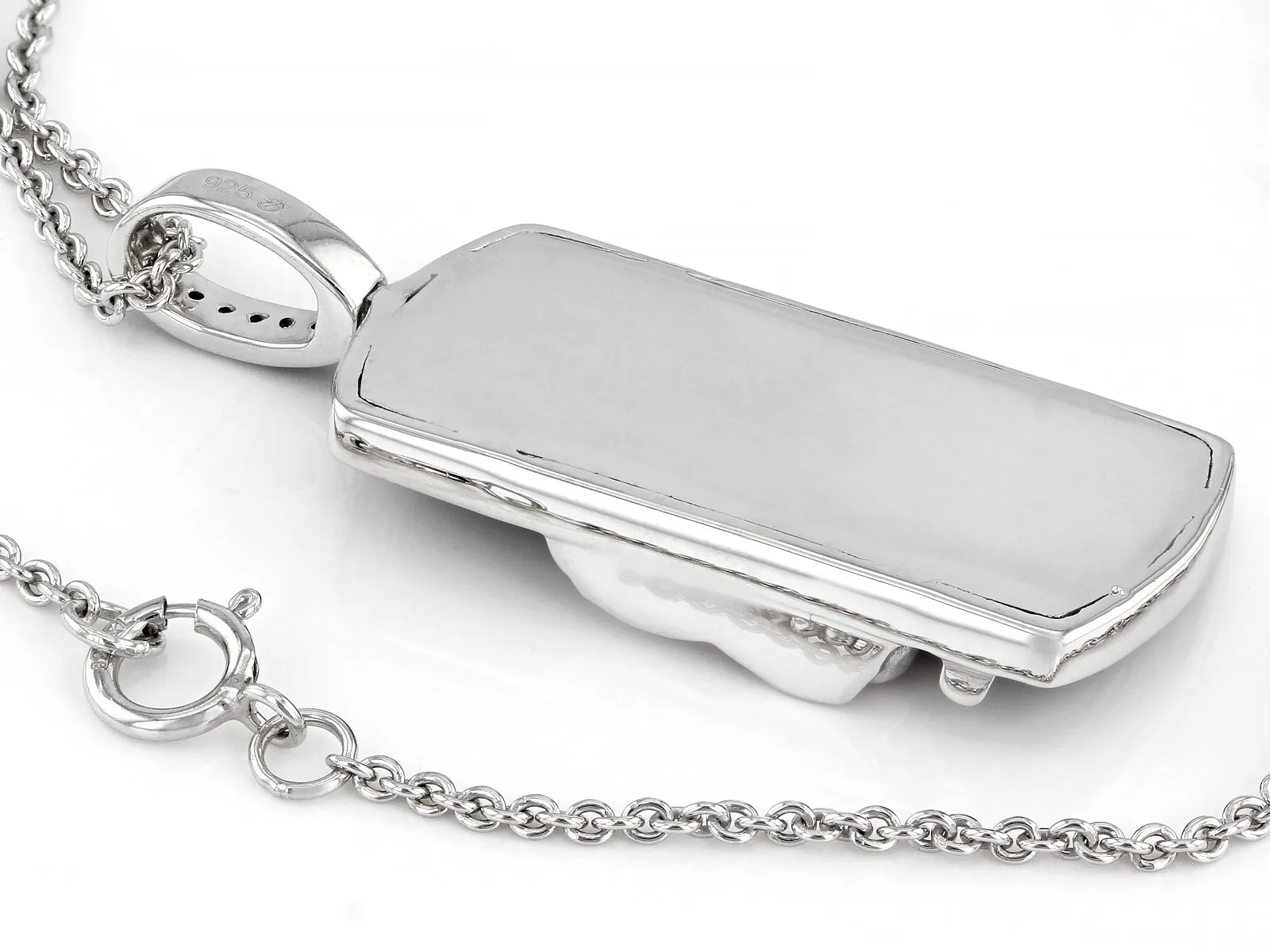 White & Black Diamond Panther Pendant Necklace,925 Sterling Silver,Black Enamel,Rhodium Finish ...