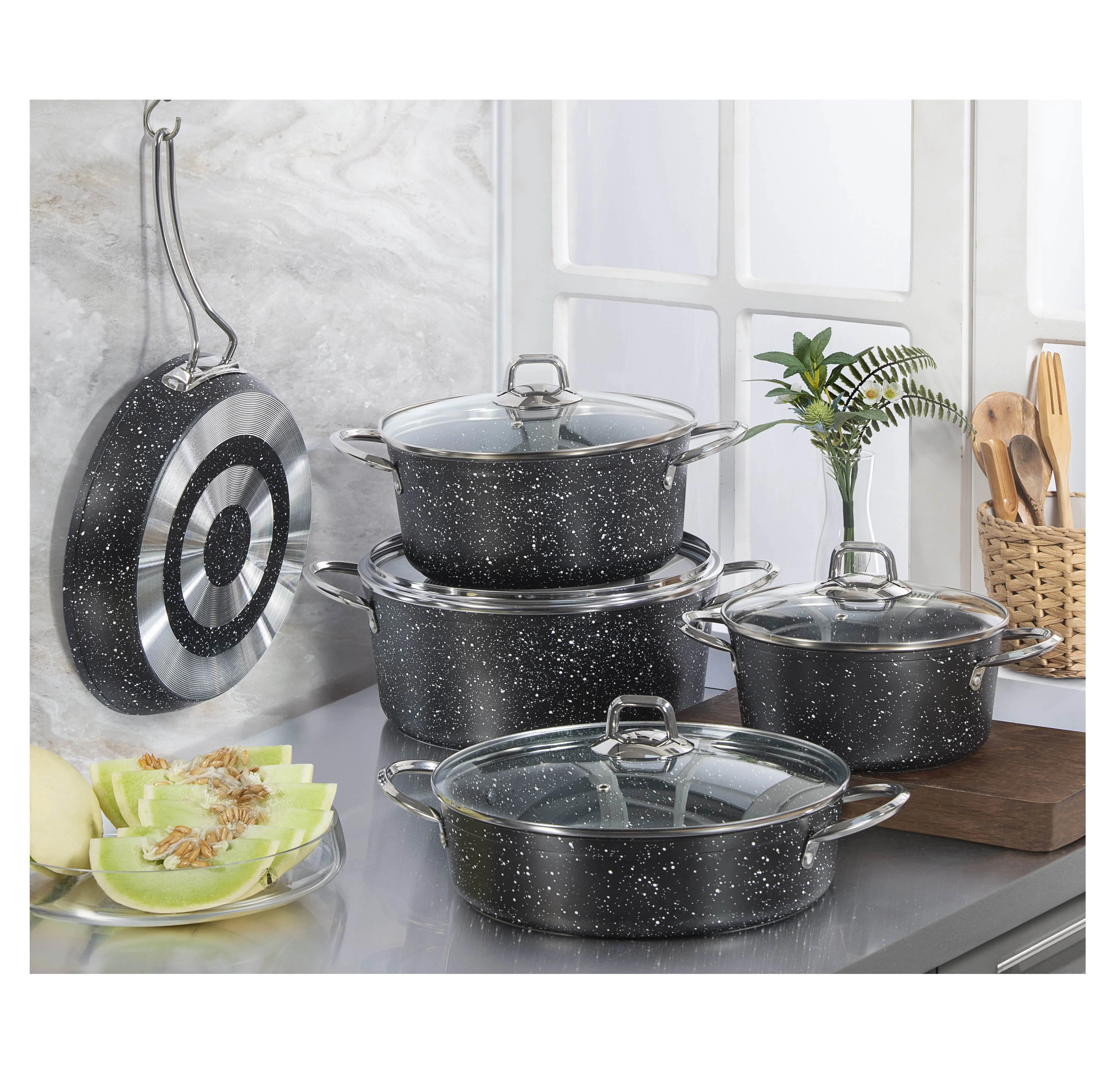 9 Piece Class a Aluminum Cooking Pots and Pans Sets Nonstick Premium ...