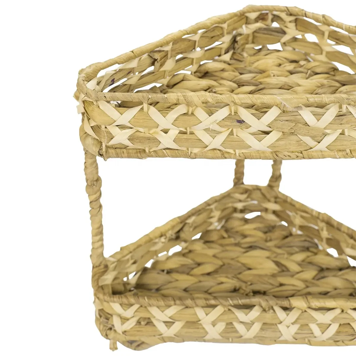 2-tier Triangle Water Hyacinth Rack Vertical Or Wall-mounted Storage ...