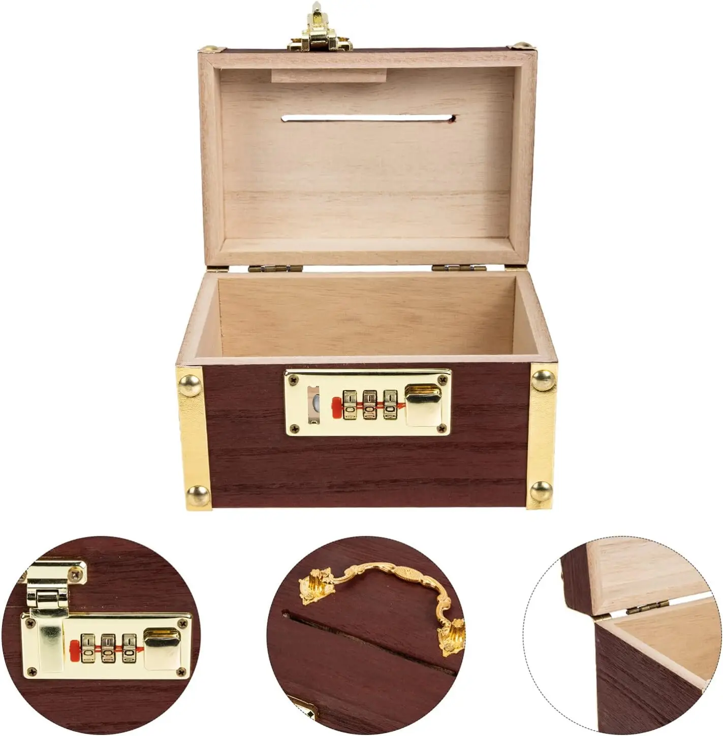 Home Storage Box Vintage Wooden With Lock Pirate Jewelry Chest Keepsake ...