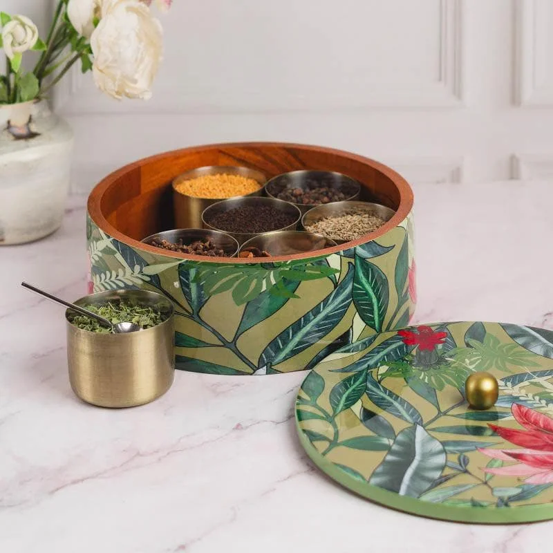 Wooden Spice Box Wooden Masala Spice Box Round Spice Box - Buy Spice ...