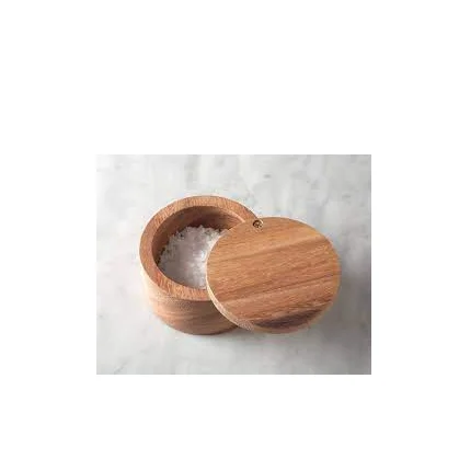 Acacia Wood Salt Cellar Box Bowl With Built-in Spoon And Natural Acacia ...