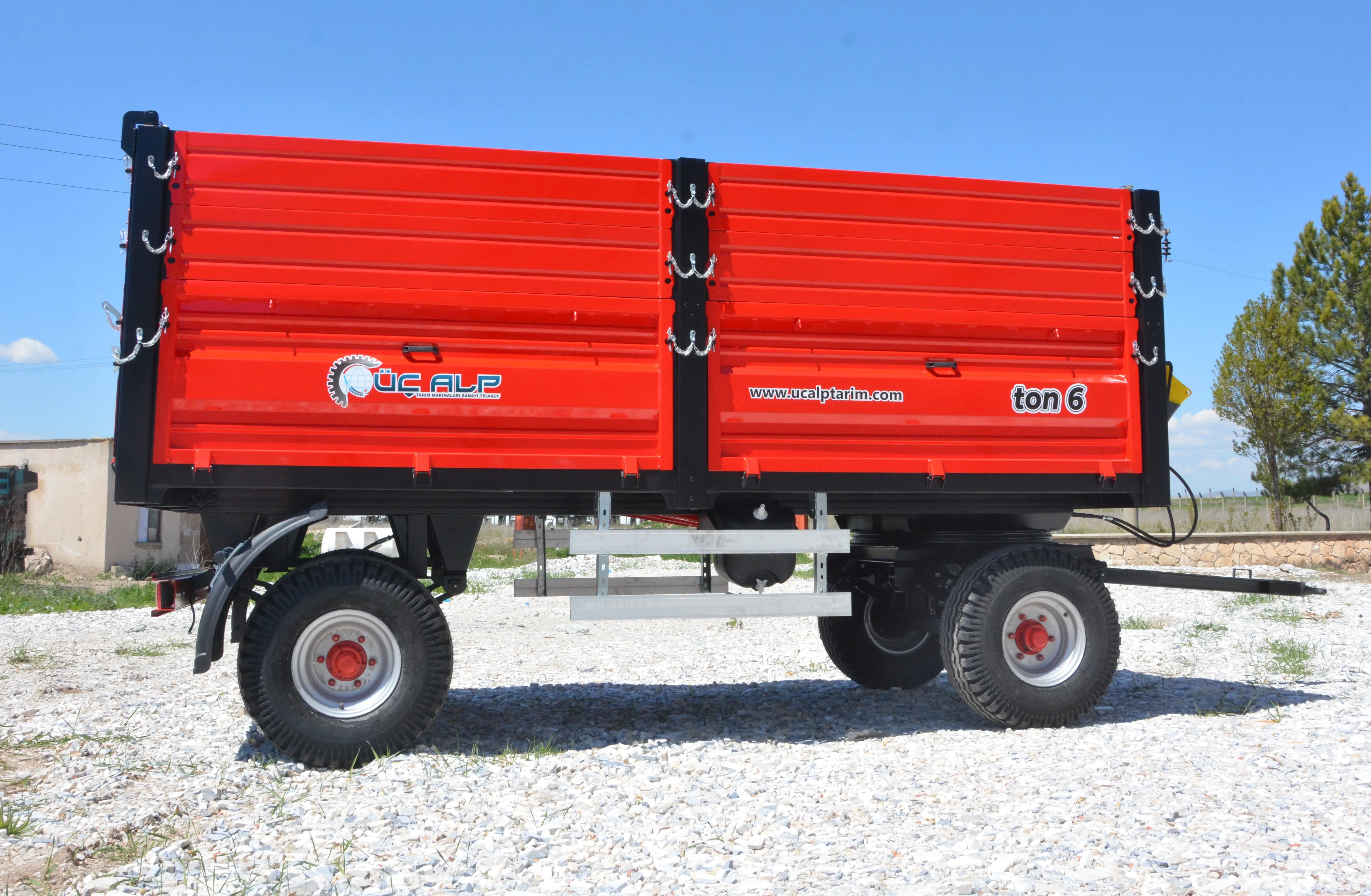 Farm Trailer Double Axle 6 Tons Agricultural Trailer With Rear Tipper ...