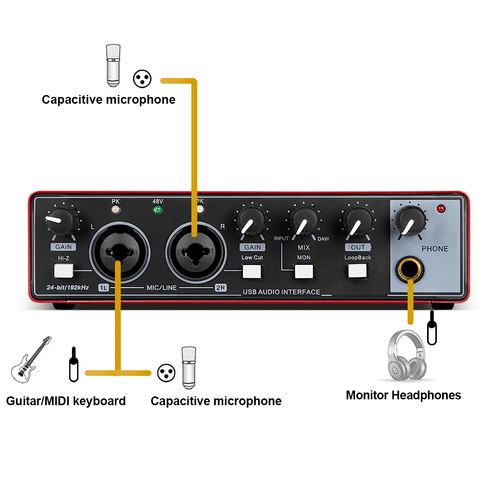 Depusheng MD22 USB Audio Interface: Ideal Sound Card for Live Streaming ...
