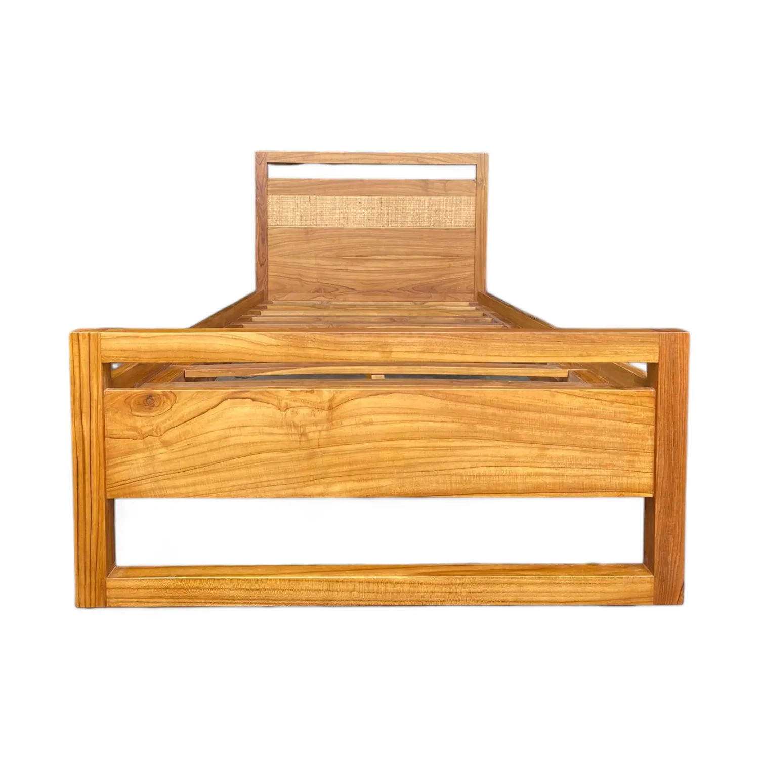 Modern Bed Furniture In Solid Wood Single Bed In Teak And Rattan ...