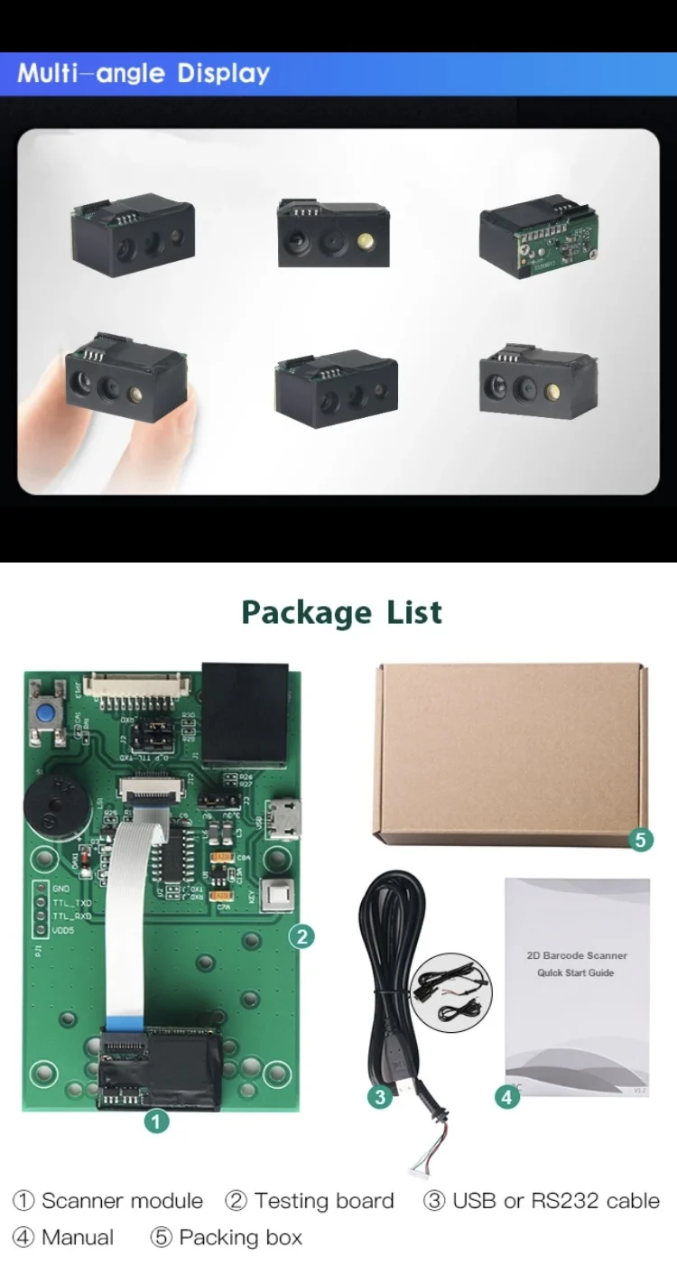 1d 2d Image Barcode Scan Module Cmos Qr Barcode Scanner Module Usb/ttl ...