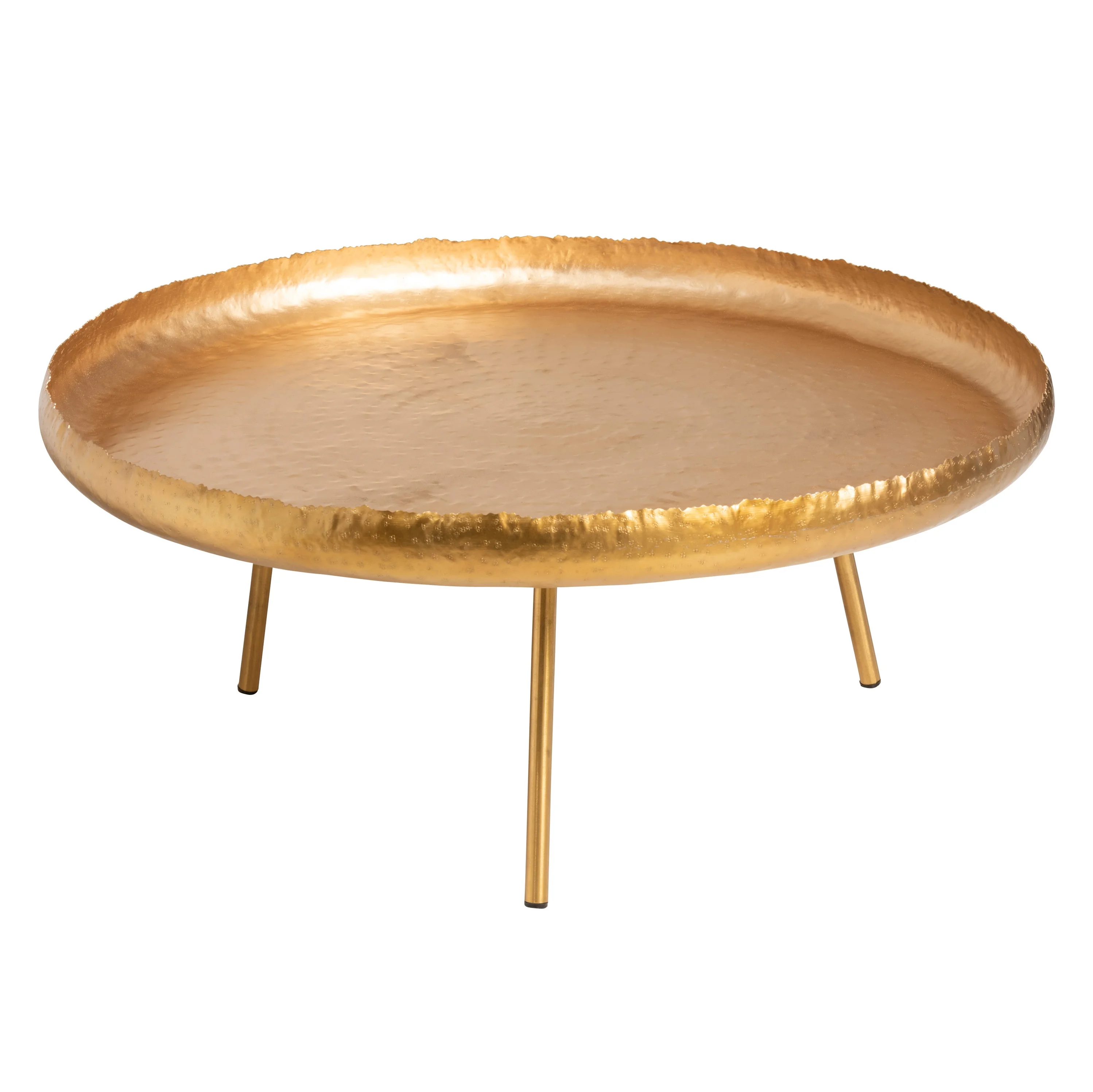 Modern Aluminium And Iron Coffee Table Gold Finishing Round Top Low ...