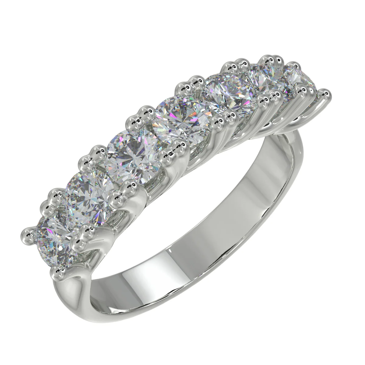 Eternity Ring 7 Stones Split End Rising Curve White Or Yellow Gold ...