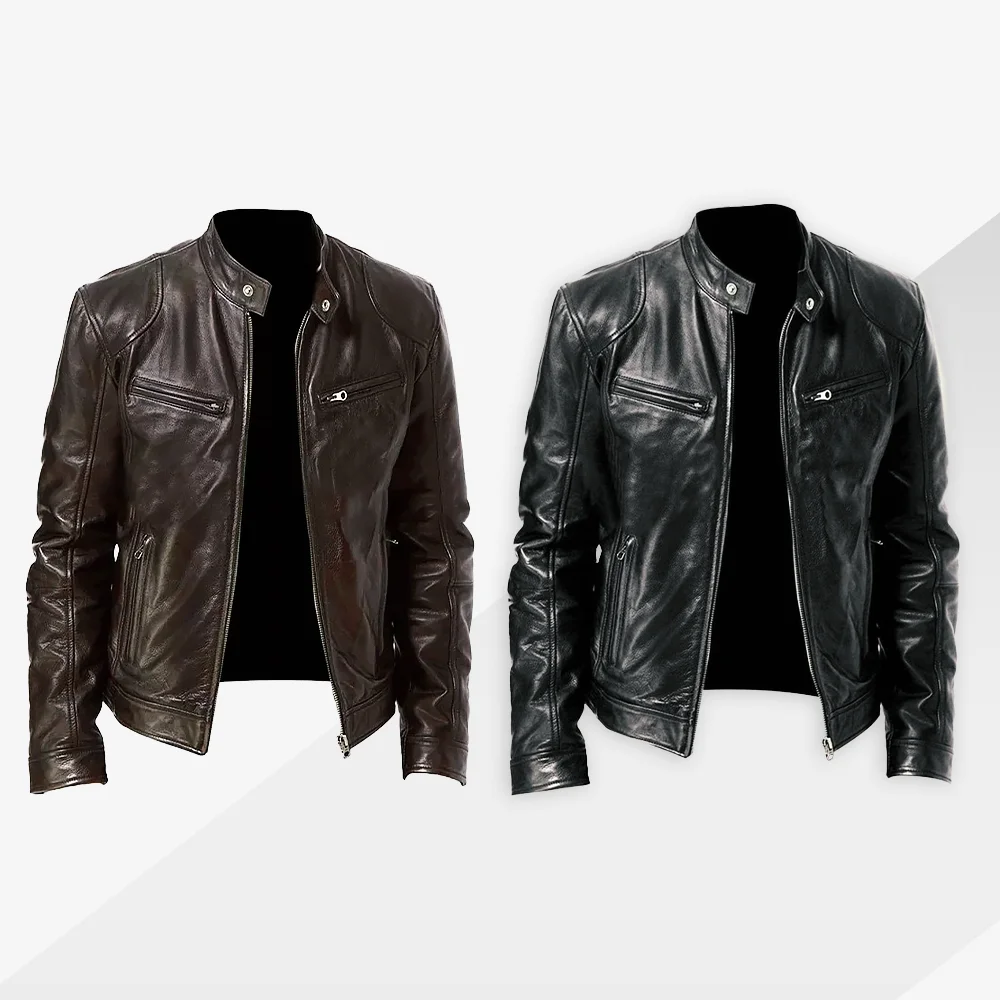 Genuine Leather Jacket for Men | Black Moto Leather Jacket for Men ...