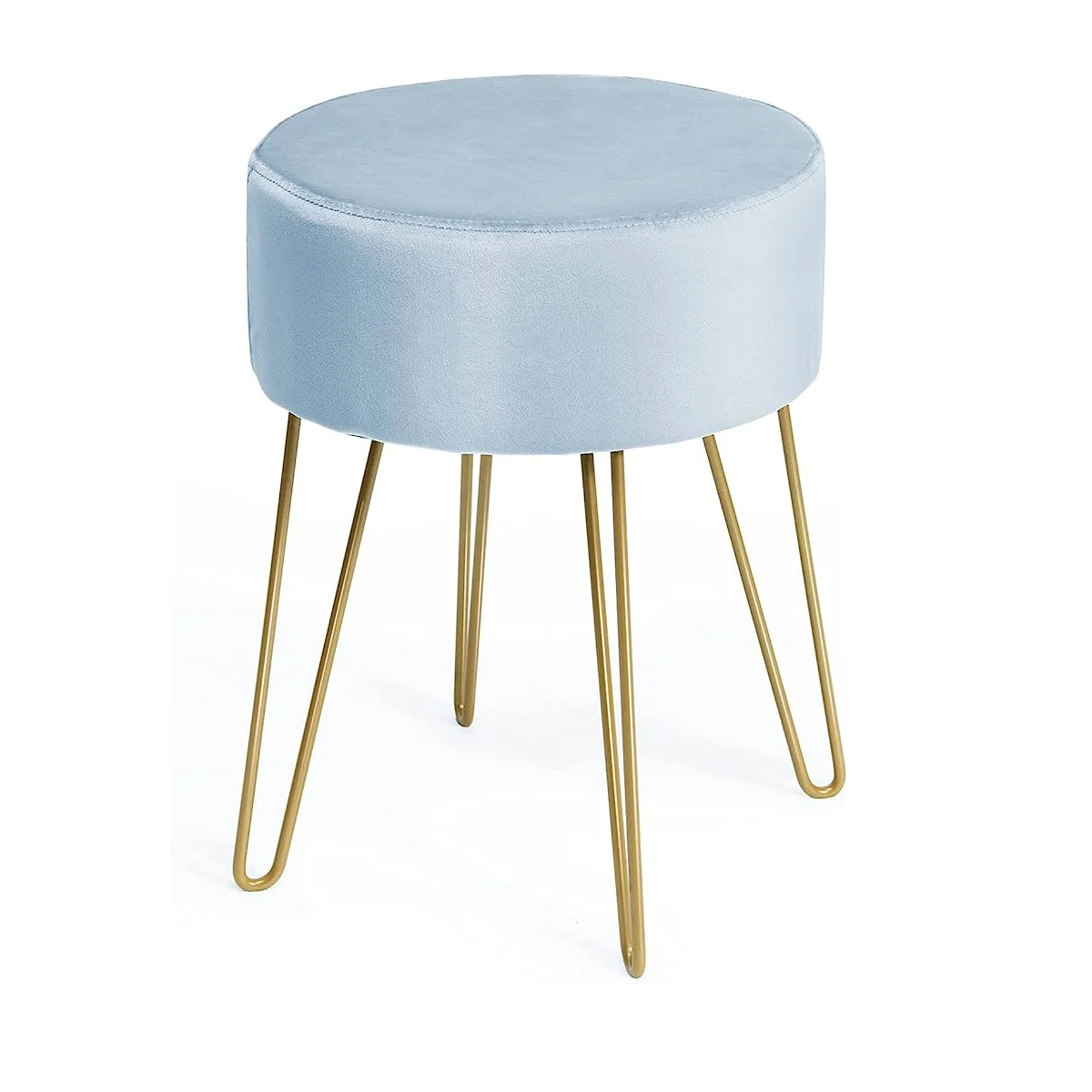 Buy Pouf Stool With High Grade Metal Made Gold Finished & Colored Seat ...