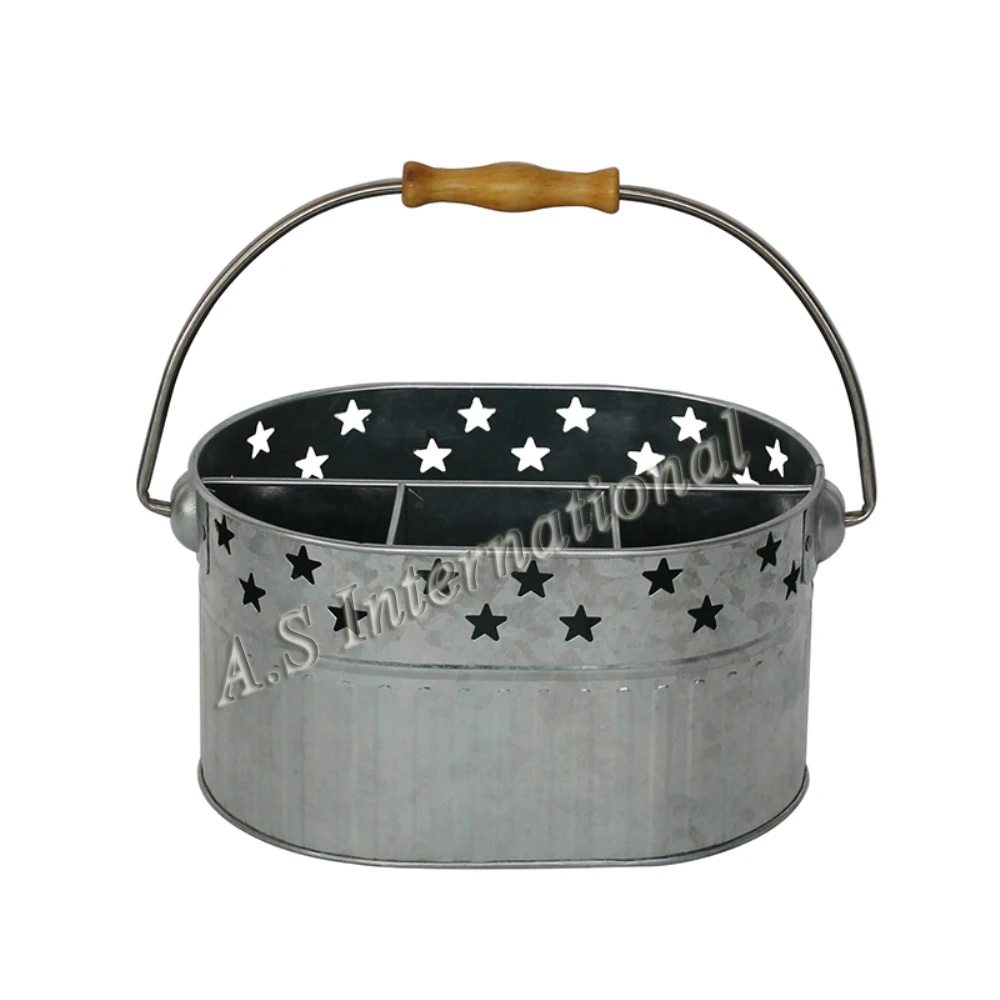 Galvanized Kitchen Caddy Holder With Handle Powder Coated Metal Caddy ...