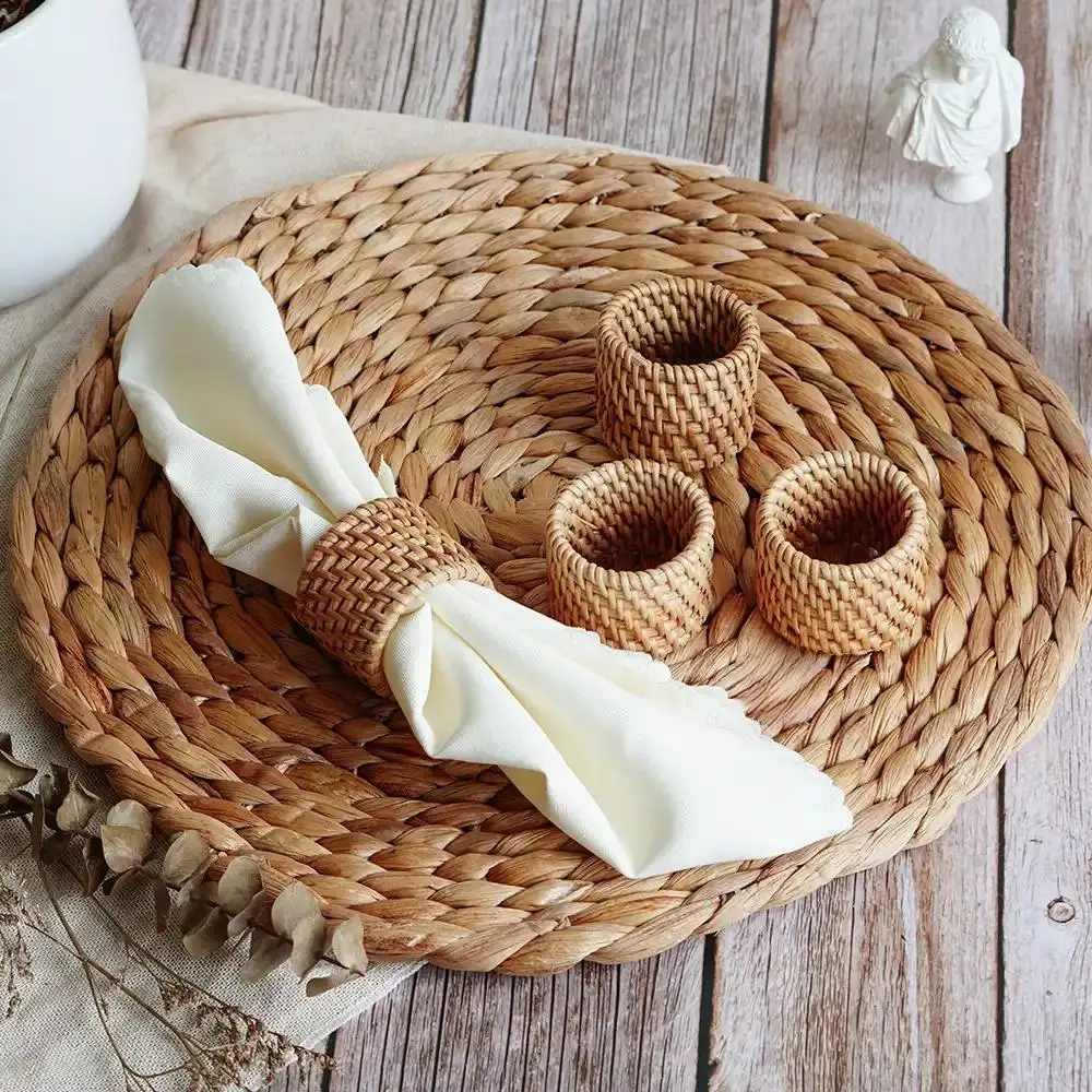 Natural Rattan Napkin Ring Holders for Wedding Table Decor