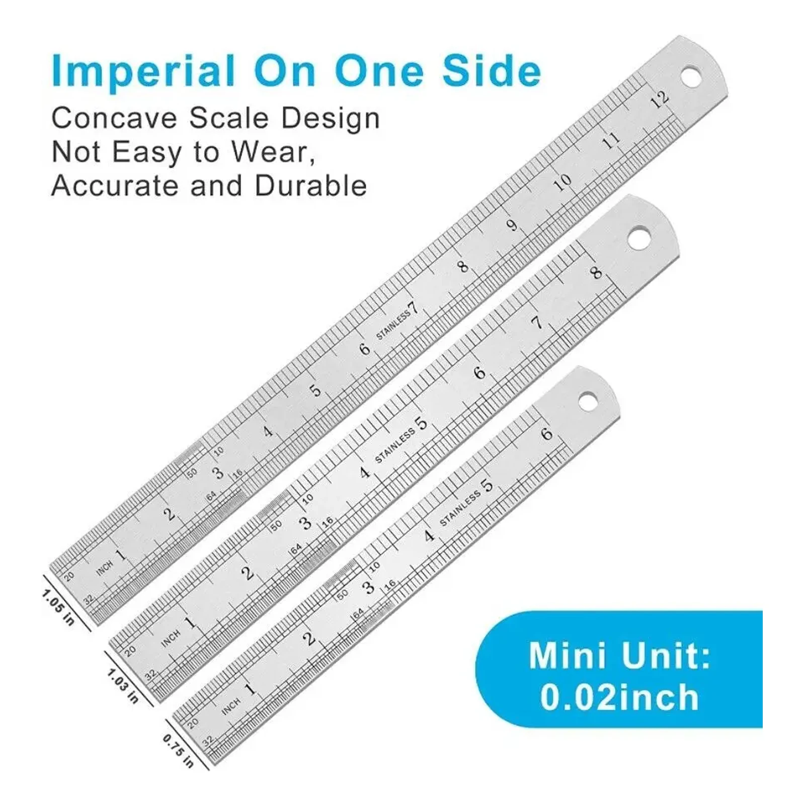 Stainless Steel Ruler Metal Ruler Kit With Conversion Table Metric Measuring Ruler With Clip ...