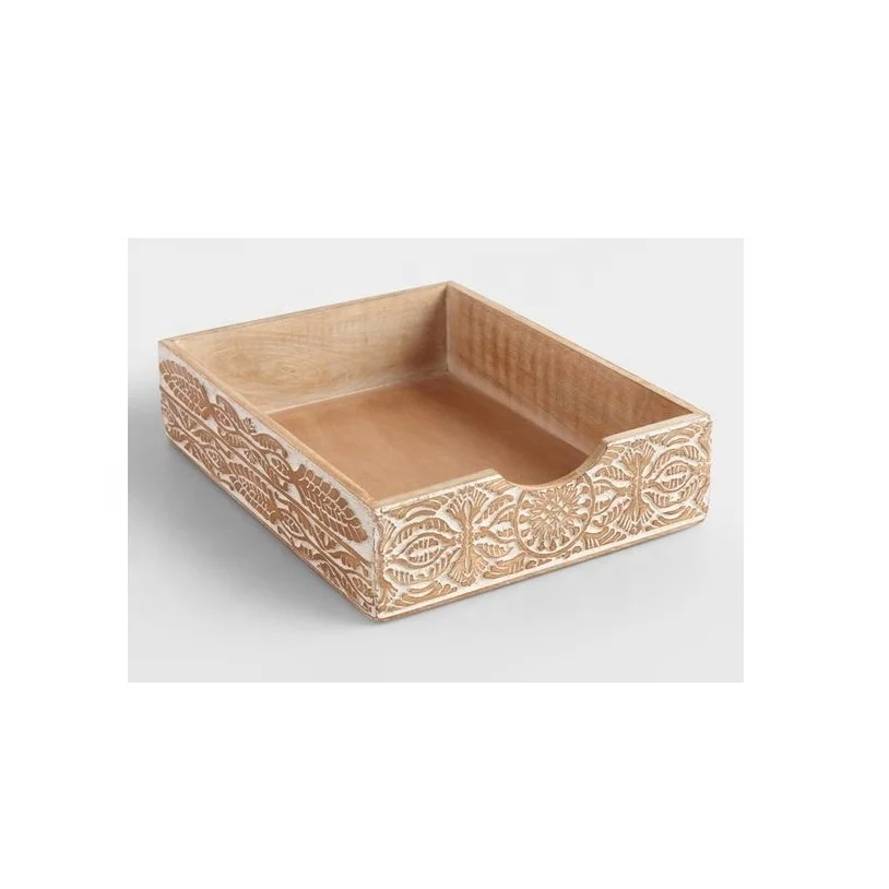 Wooden Antique Grey Painted Hand Carved Tray For Home And Kitchen ...