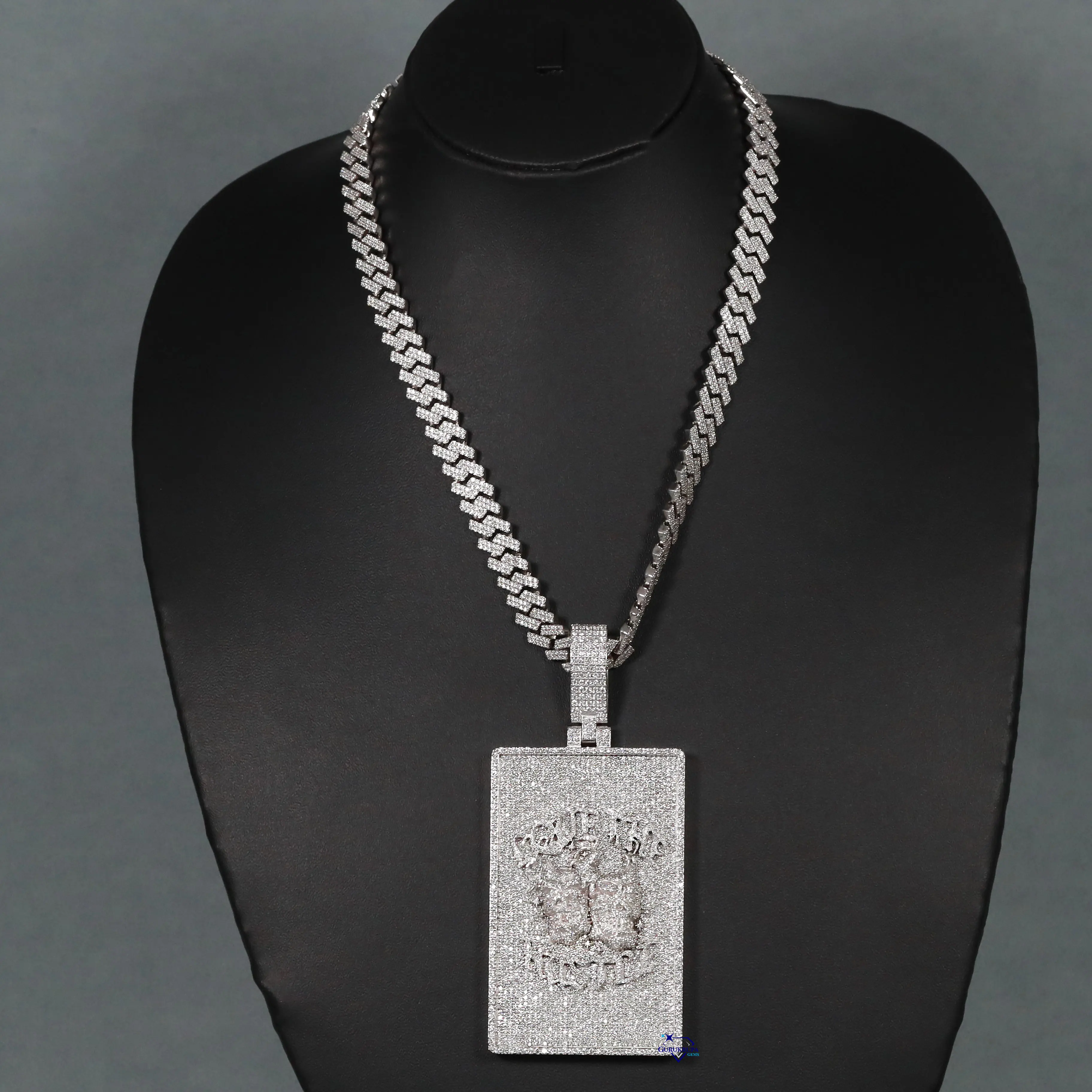 Classic Fully Diamond Iced Out Cuban Hip Hop Chain And Pendant In Lab ...