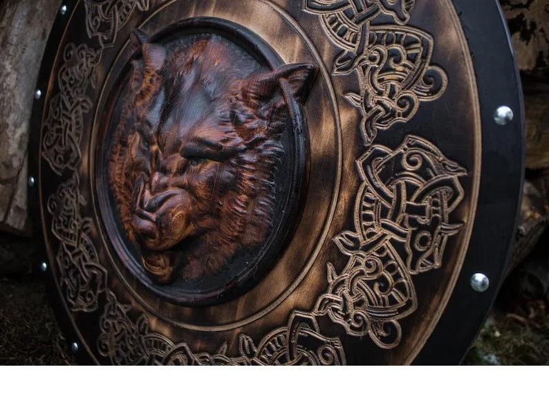 Viking Shield Wolf Shield Viking Wall Decor Wood Wall Art Handmade Home ...