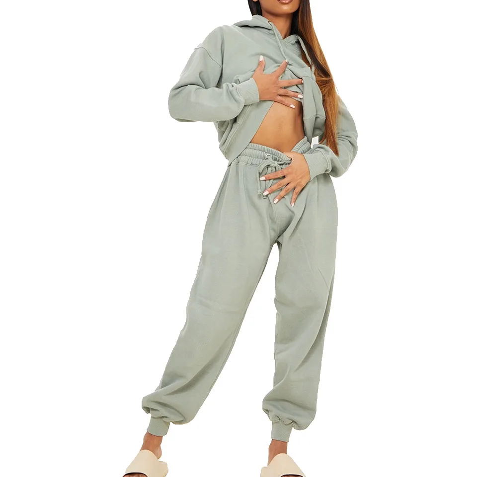 Oem Wholesale Blank Two Piece Set Unisex Tracksuit Pull Over Hoodie Hem ...