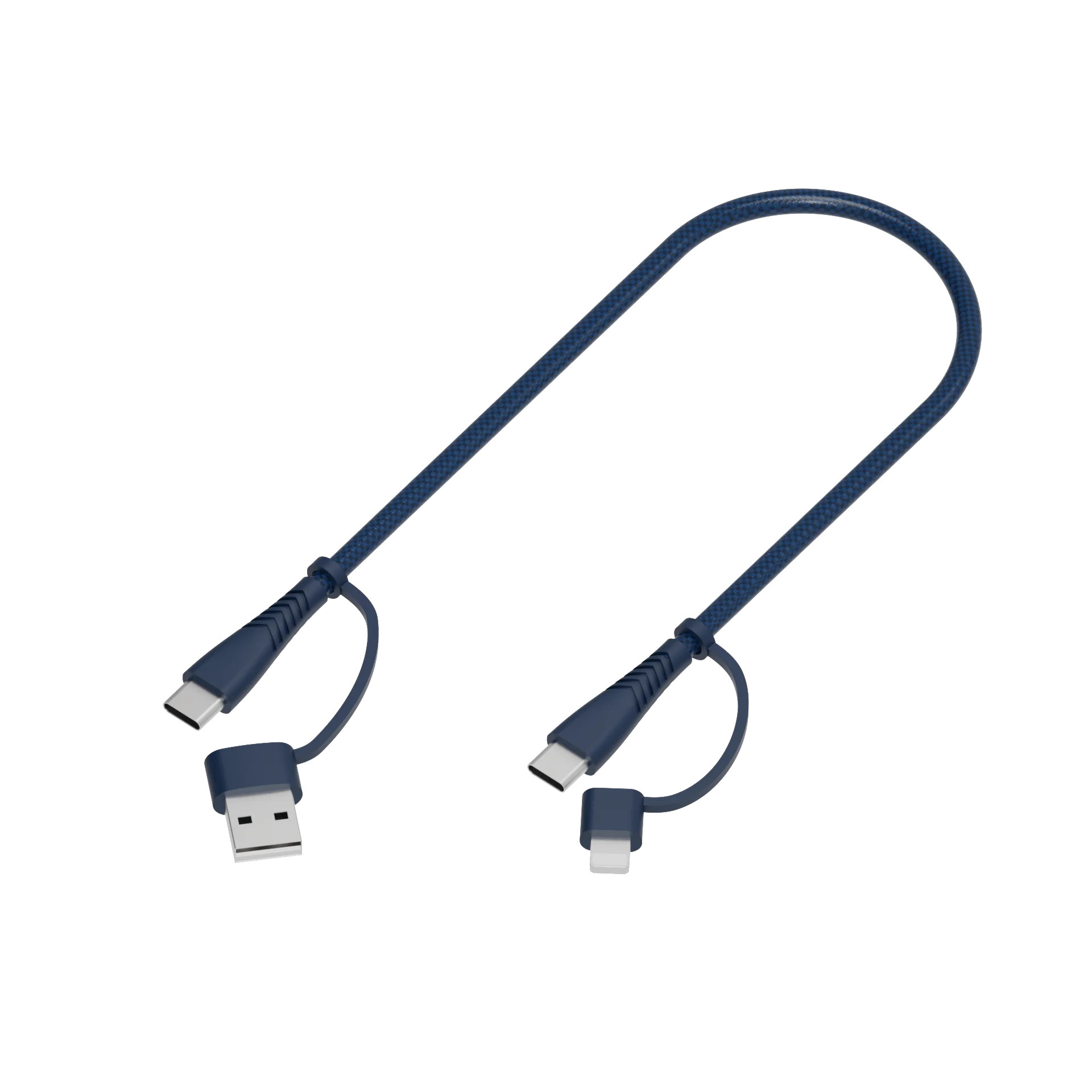 4 In1 Nylon Braided Fast Charging Data Cable Type-c For Iphone 15 14 13 ...