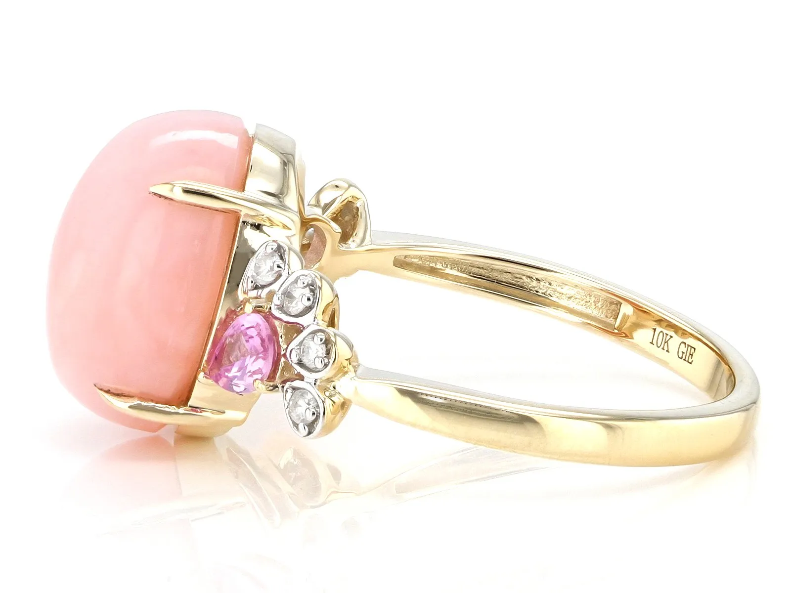 Blushing Beauty: Pink Opal 10k Yellow Gold Ring | A Radiant Symbol Of Elegance And Feminine ...