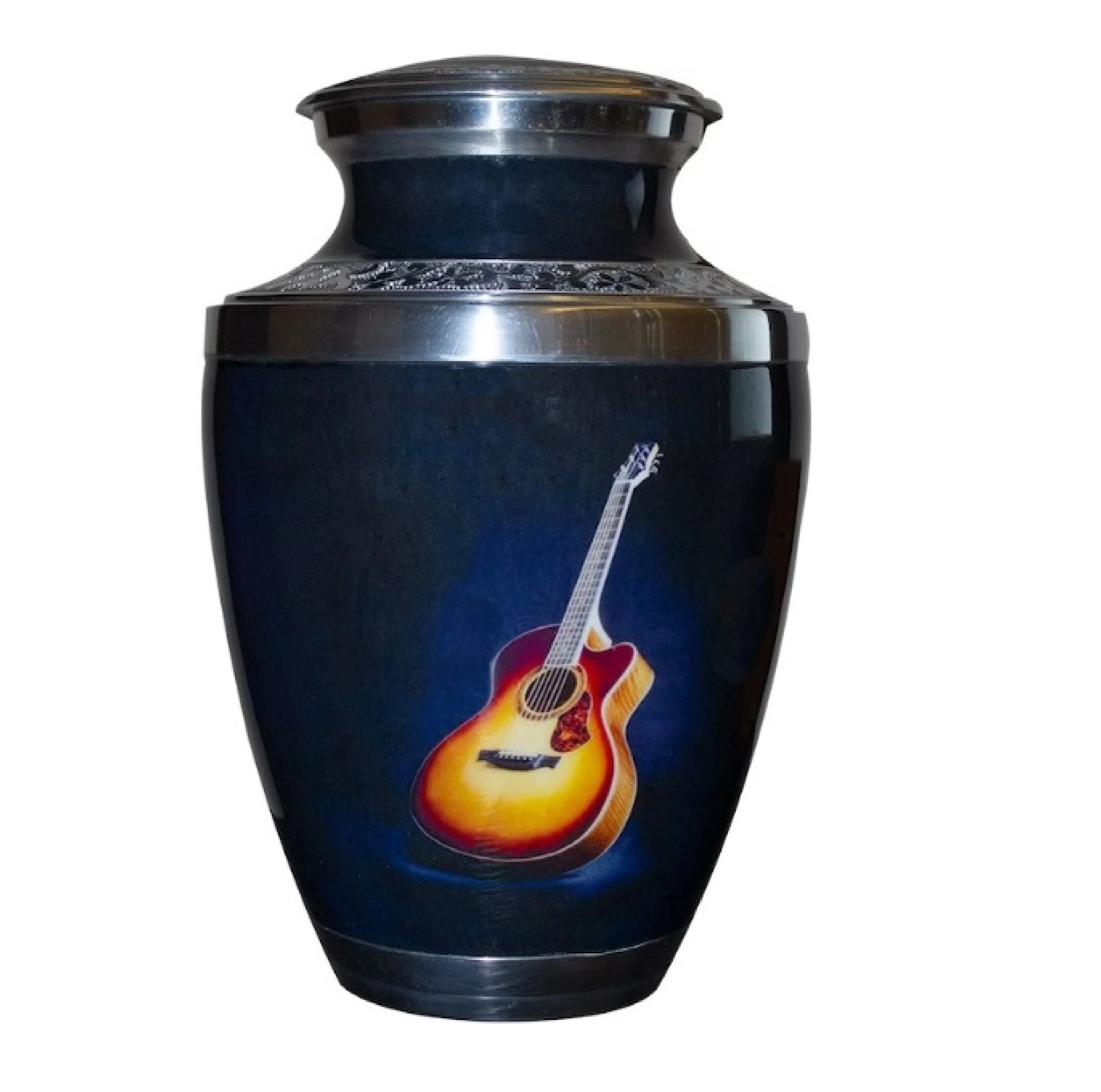 Guitar Themed Aluminium Cremation Urns - Adult Size