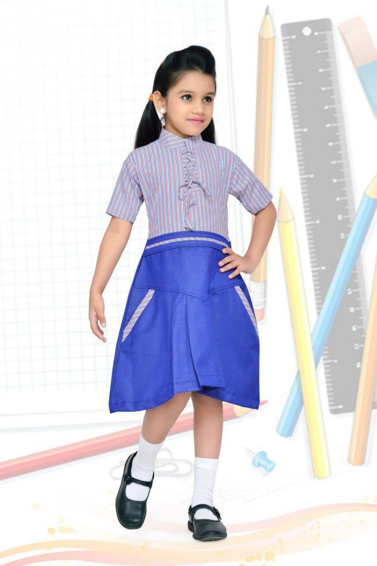 Oem Service Girls School Uniform Custom Logo Plain Checks Combination ...