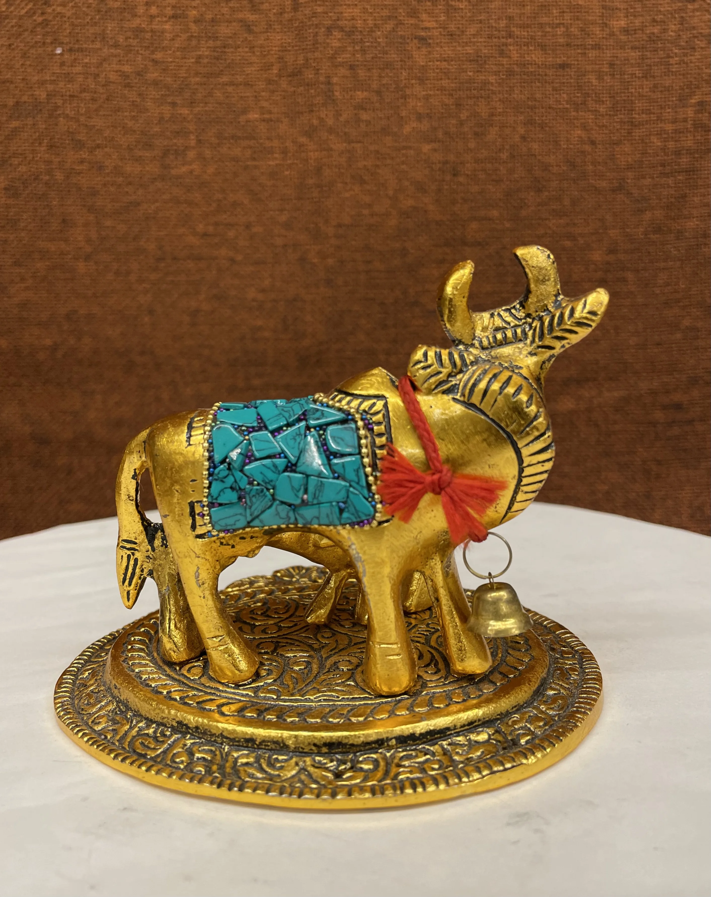 Handcrafted Indian Cow with Calf Statue - 4 Inches Stone Work